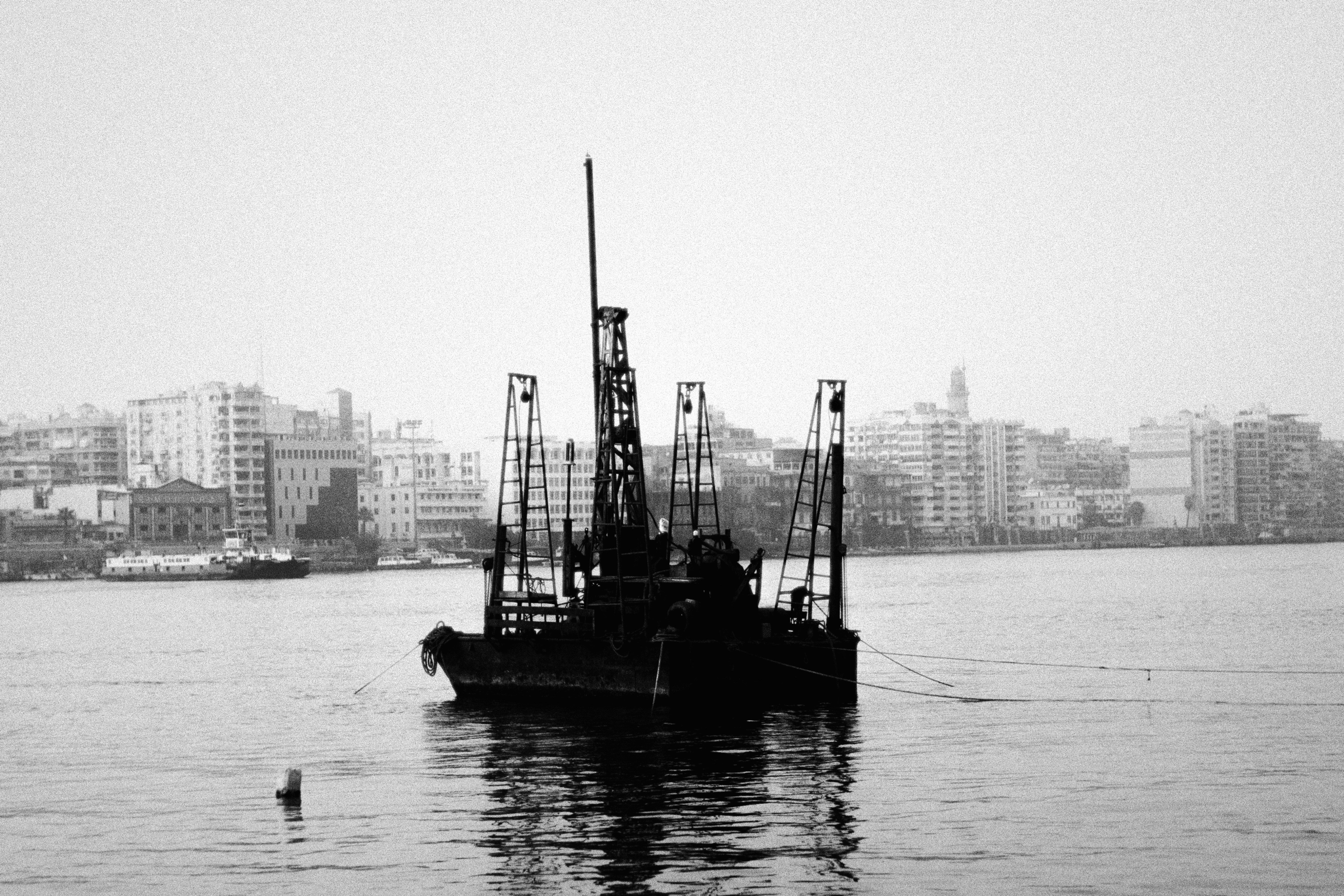 Harbor Lanterns in Quiet Monochrome