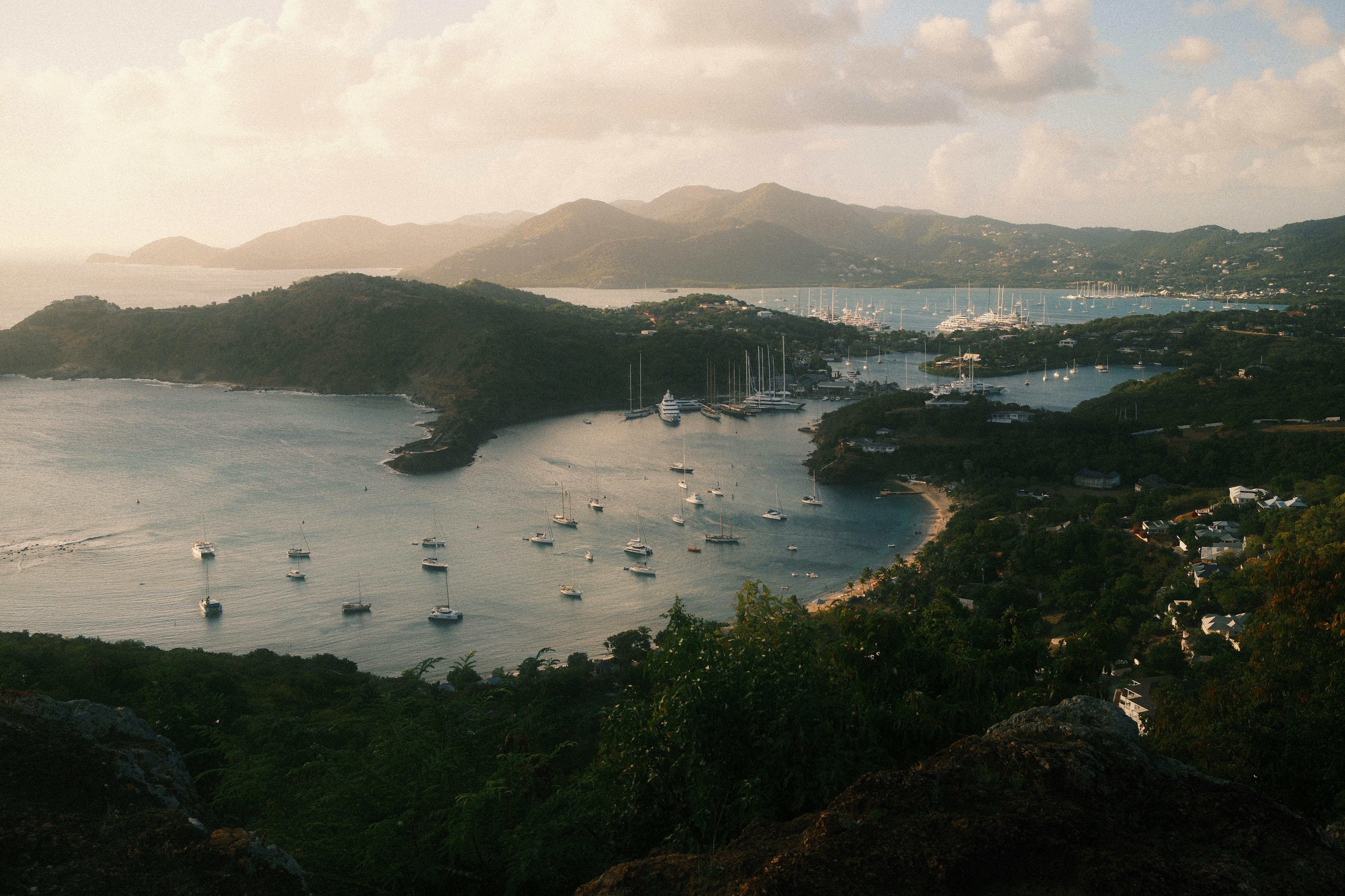 Harbor Veil: Sunset over a Quiet Bay