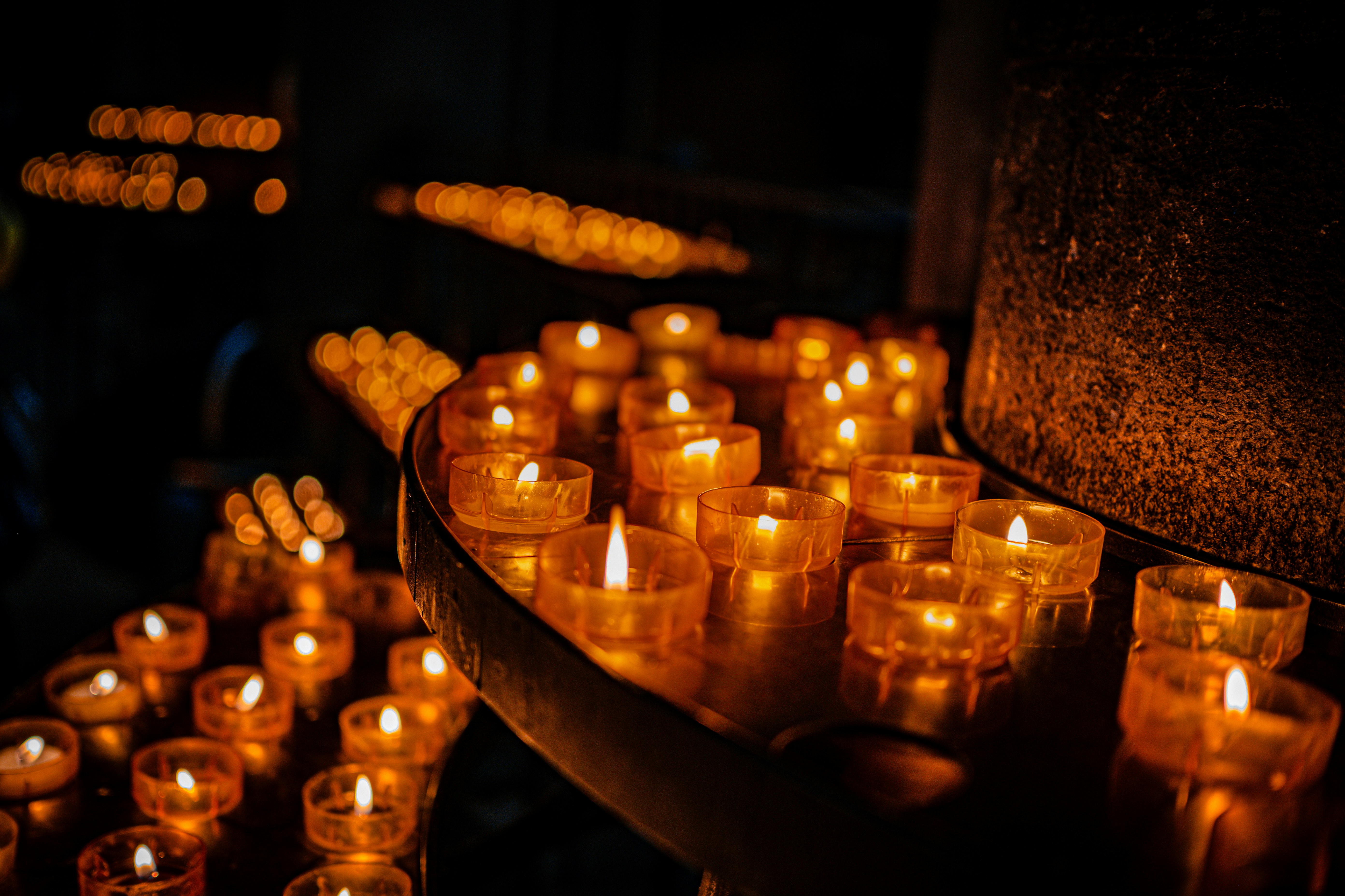 Candlelight Cascade Along a Quiet Tabernacle Stair