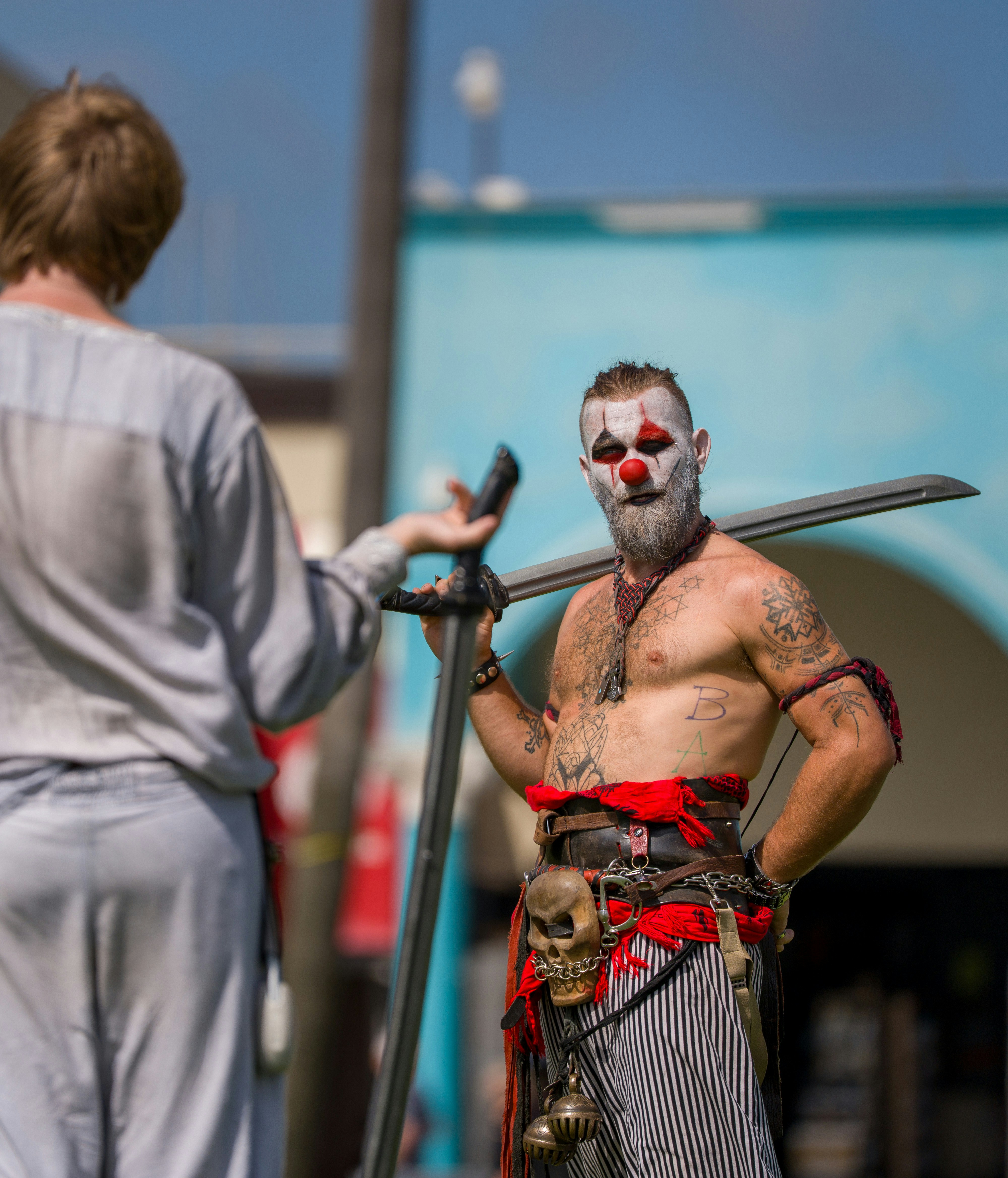 Piercing Stare in a Clashing Carnival Warrior