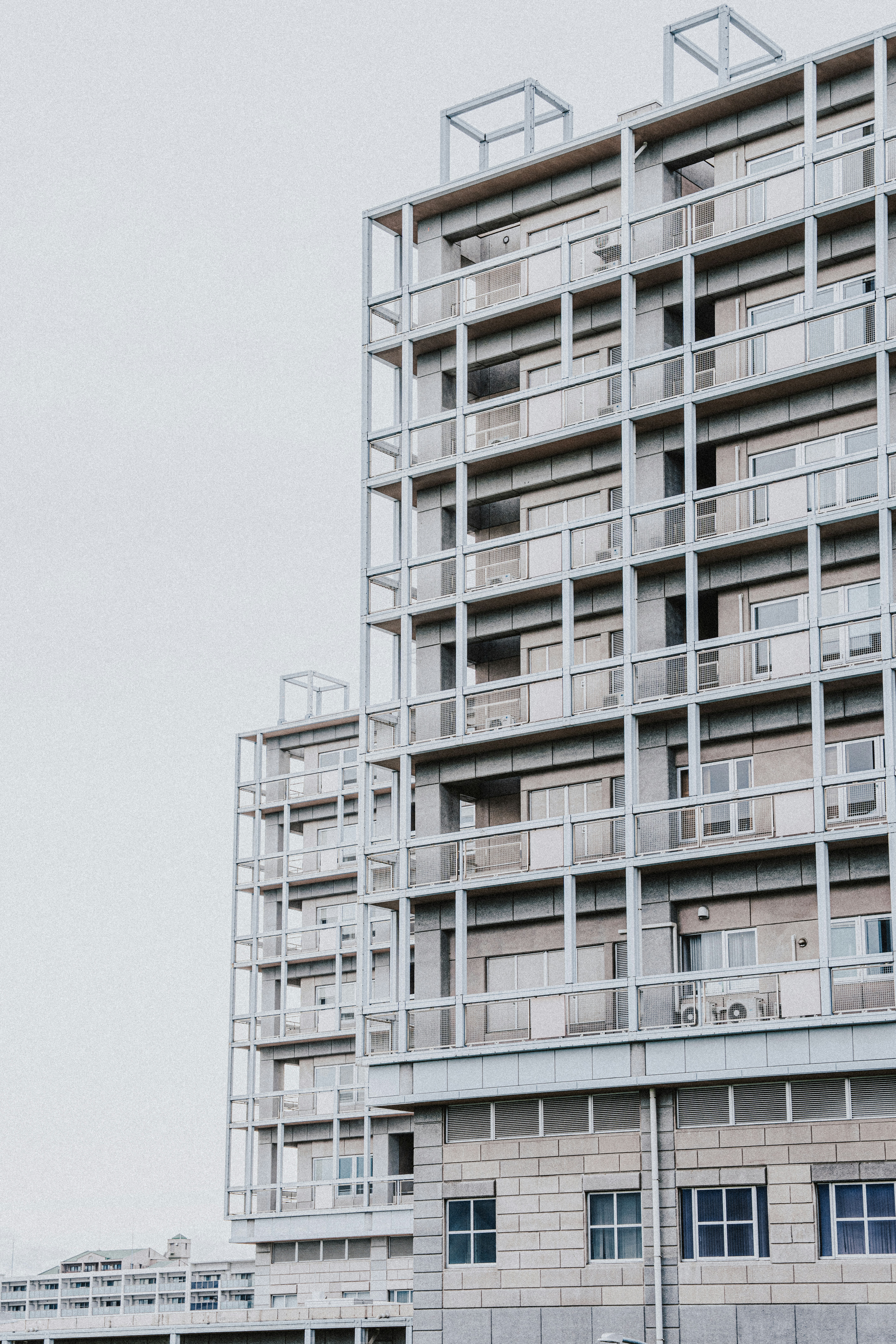 Grid of Windows: a Monochrome Facade in Repeated Frames