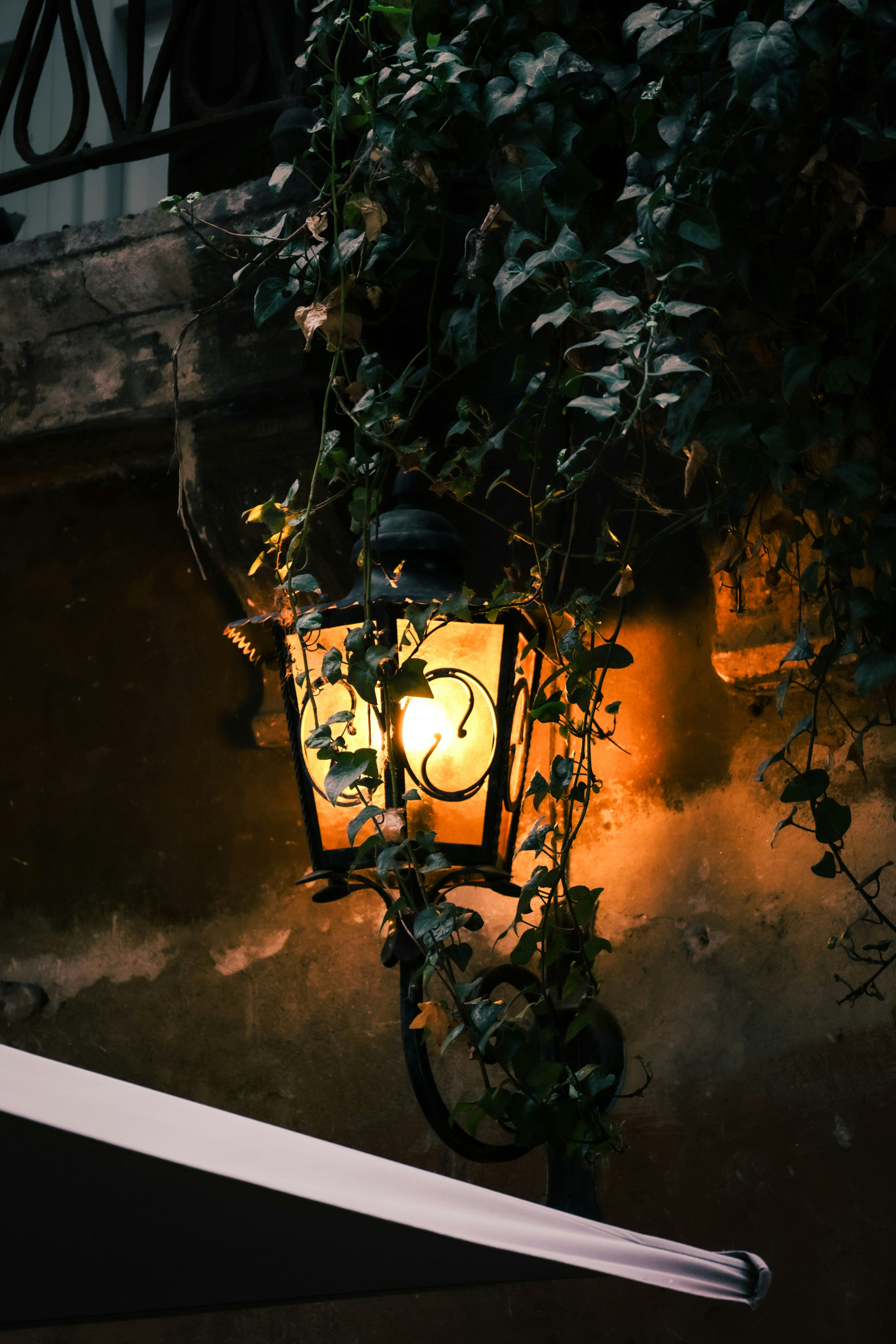 Hanging Lantern in a Moody Courtyard