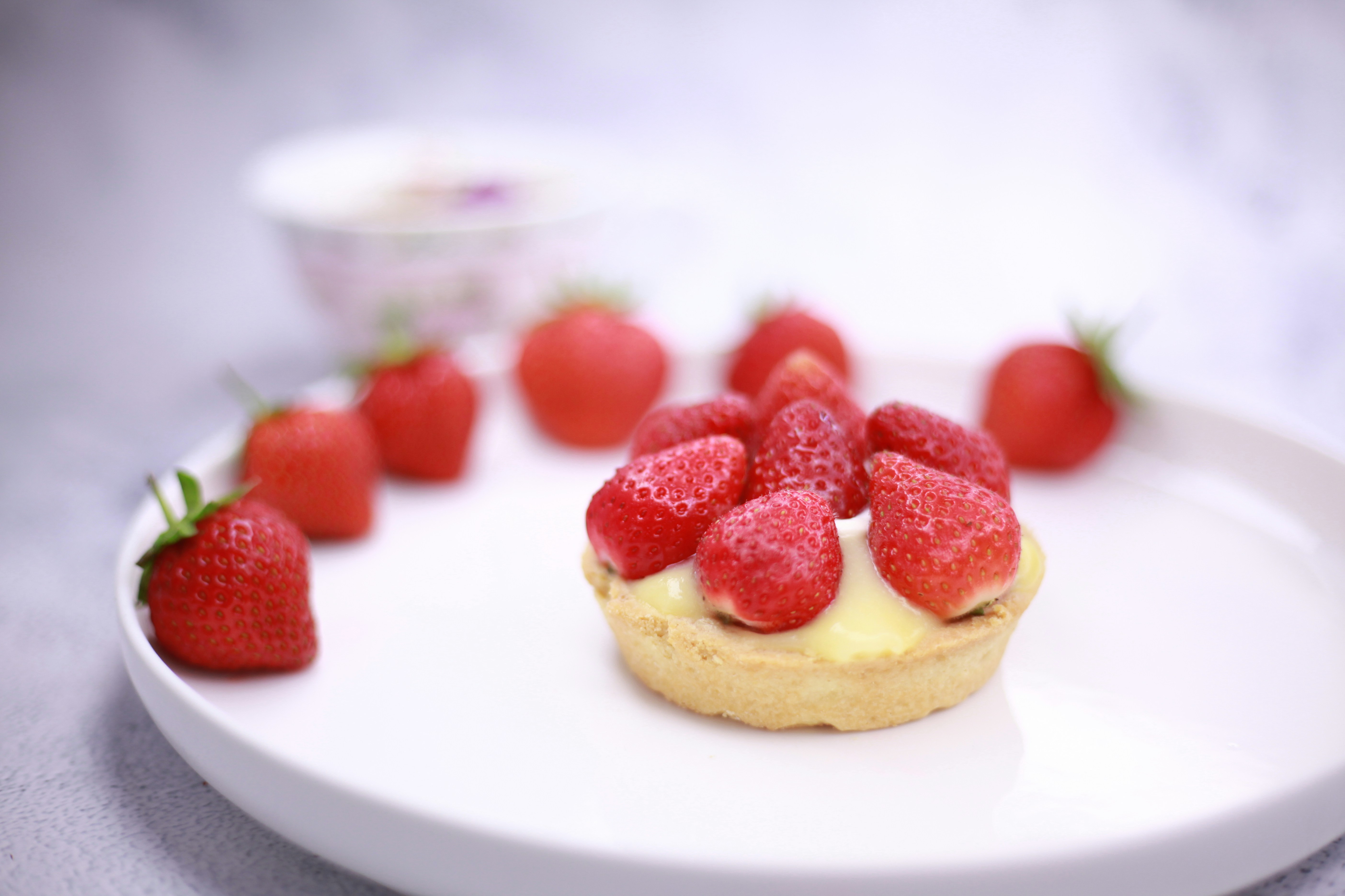 Strawberry-Top Tart on a Minimal Plate