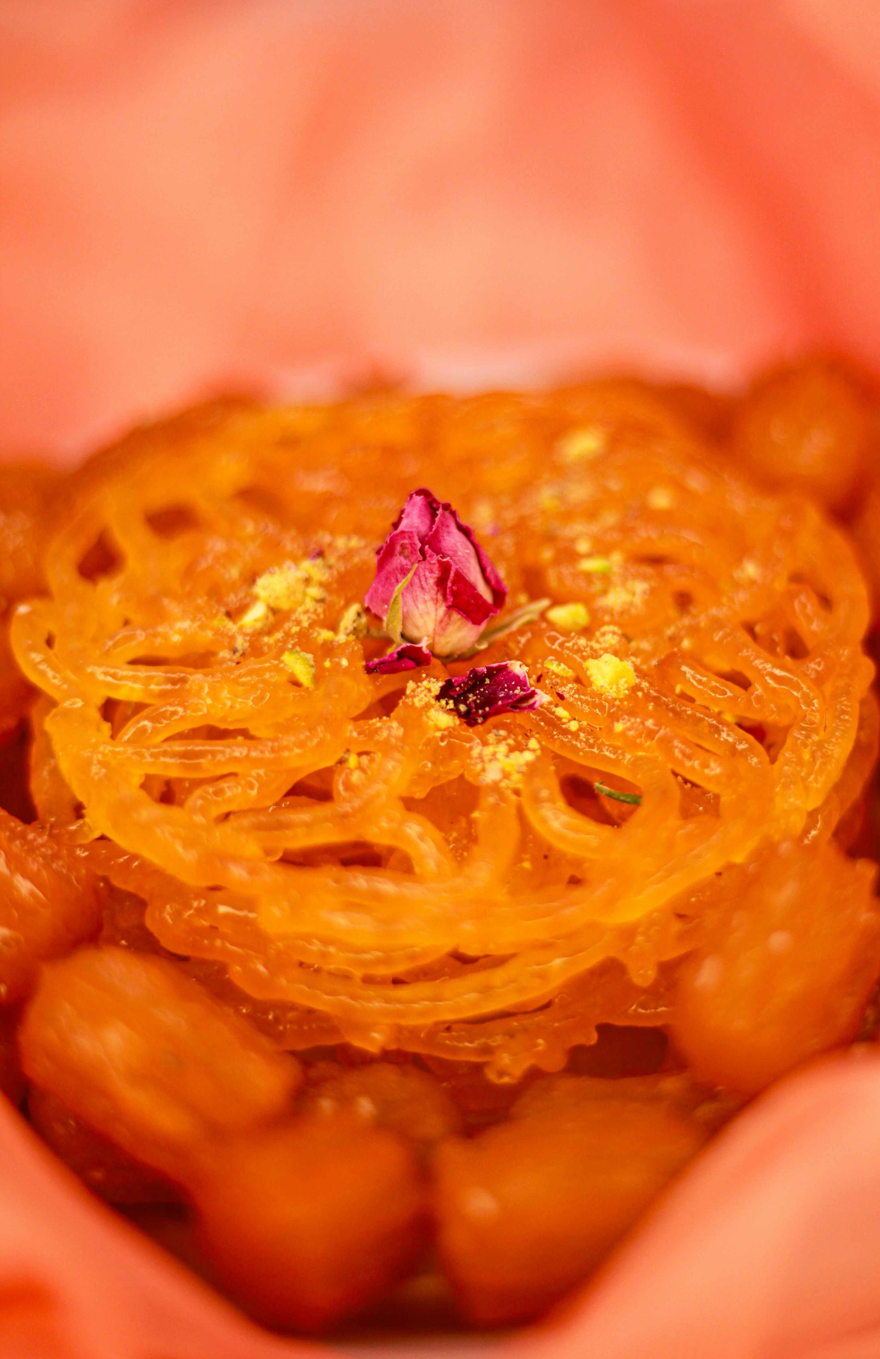 Golden Spiral Nest: A Nutty Rosette Centered in Orange Delight