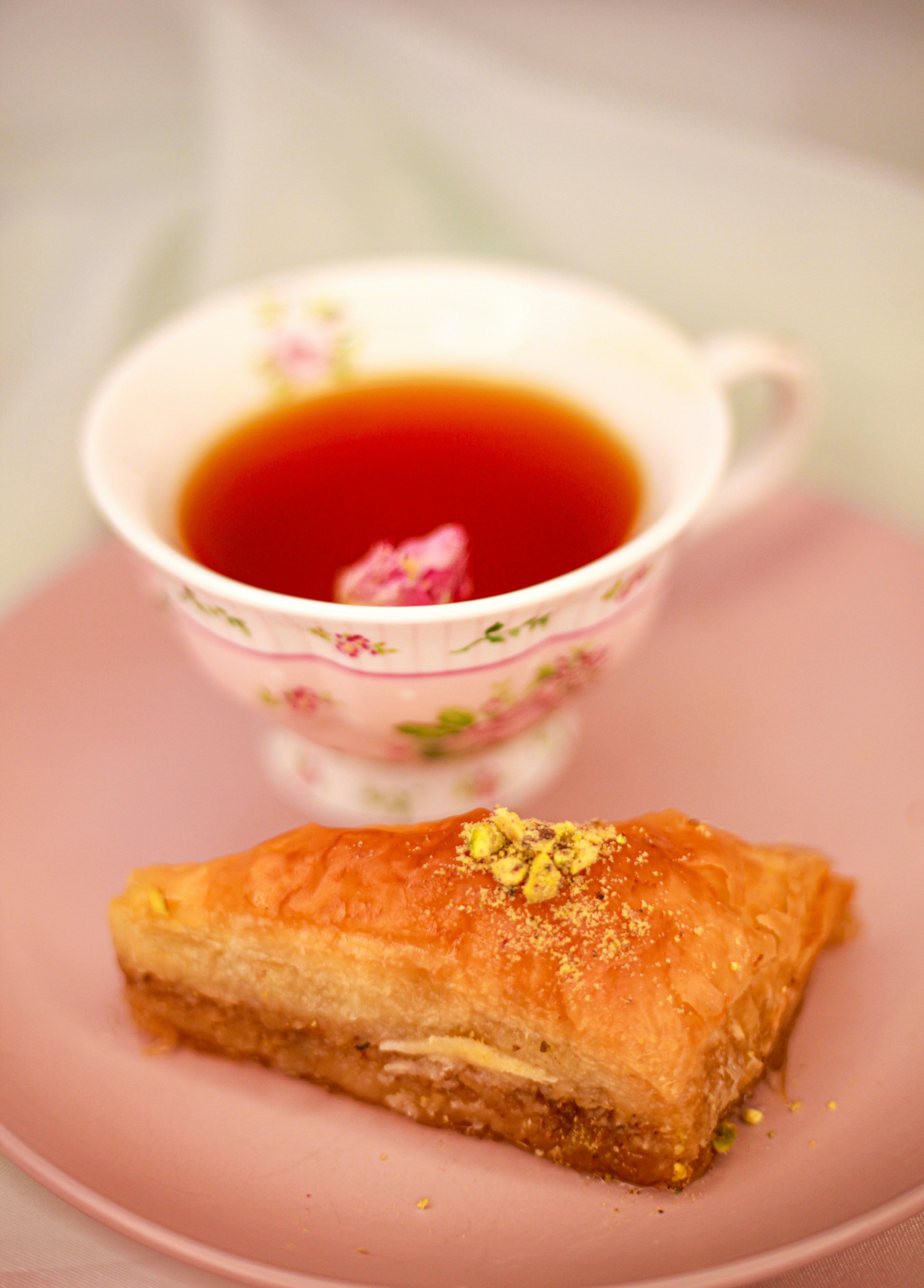 Tea and Treats on a Pink Plate