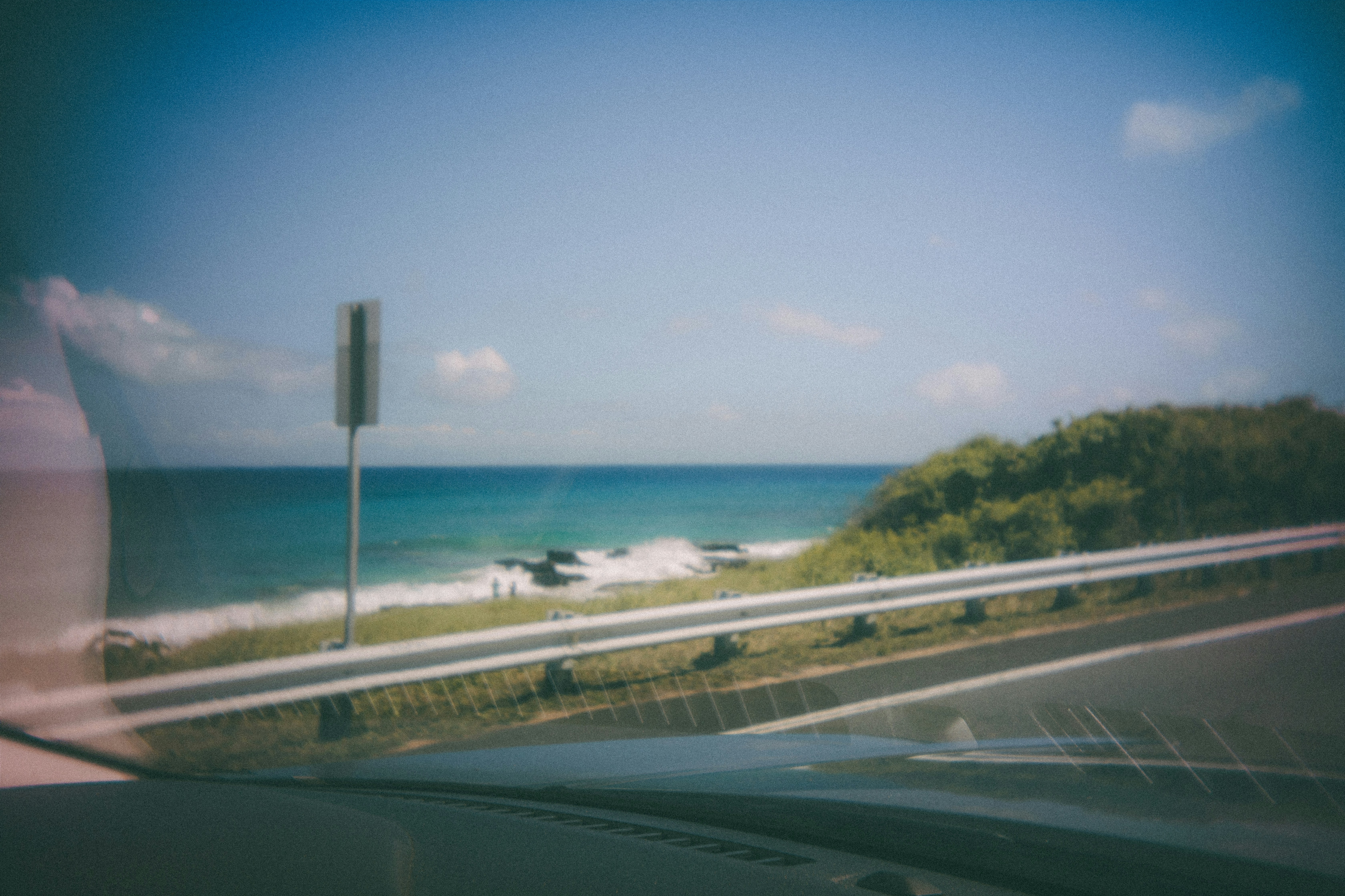 Sea Highway View Through a Car Window