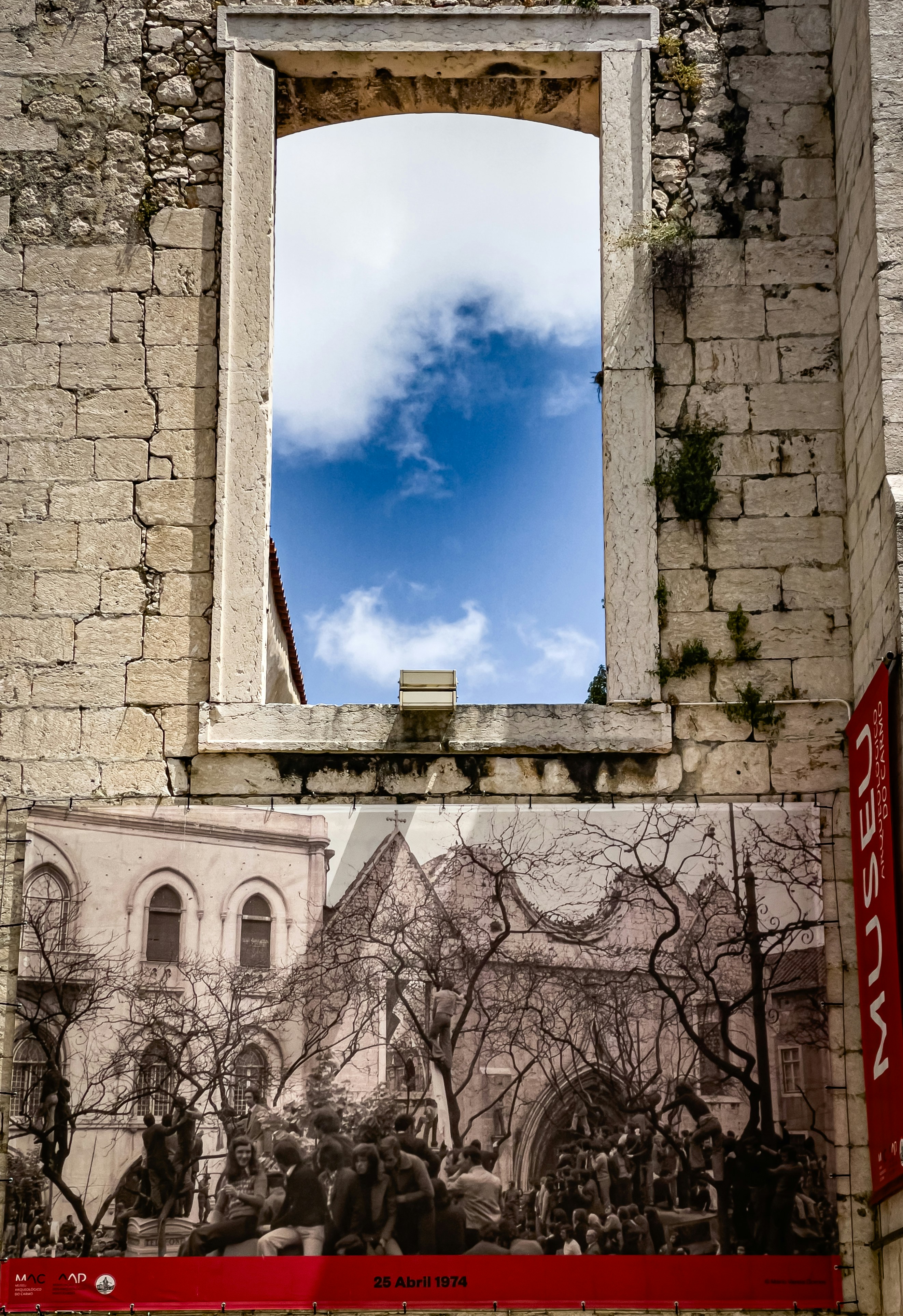 Sky through a Stone Window: Remnant Archway Framing a Blue Sky