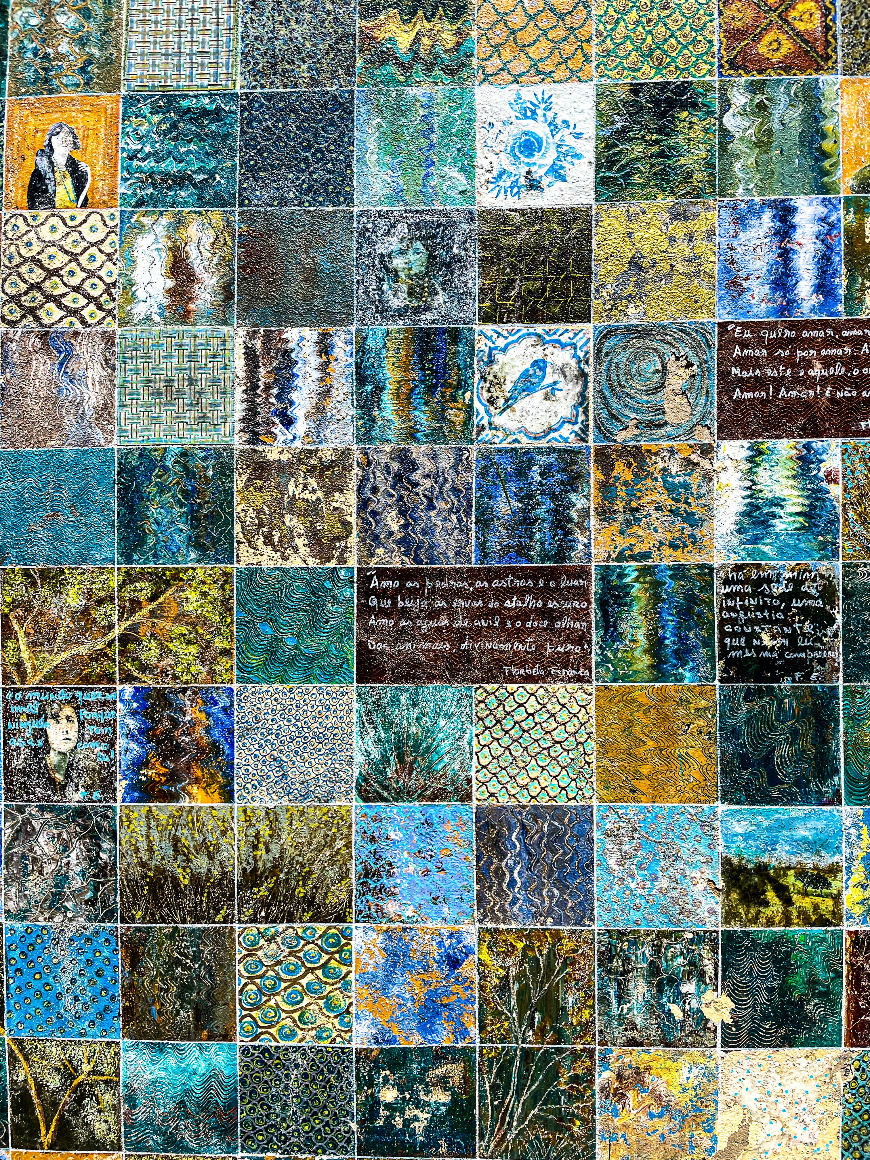 Mosaic of Weathered Tile Squares