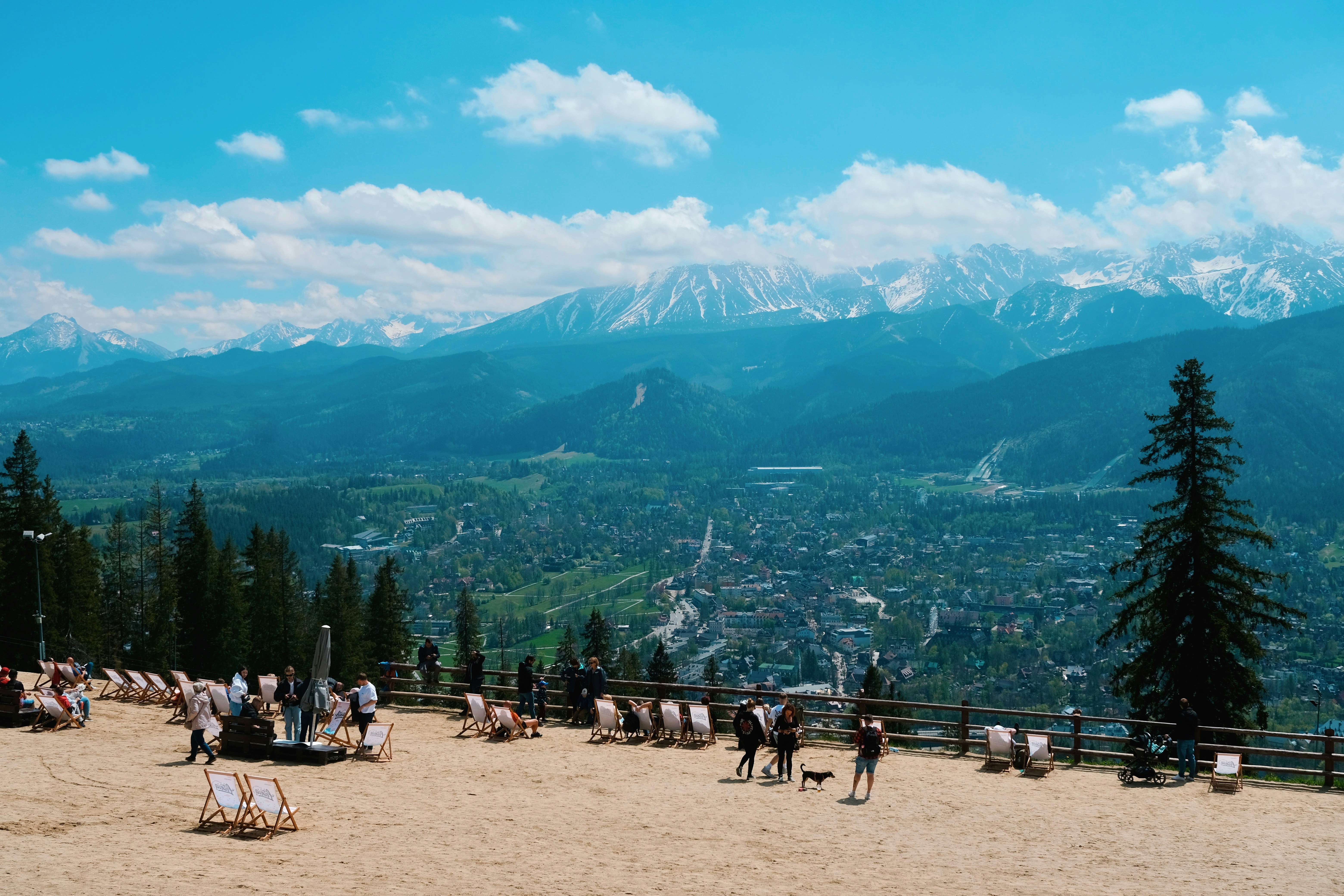 Panoramic Terrace Overlooking Alpine Village