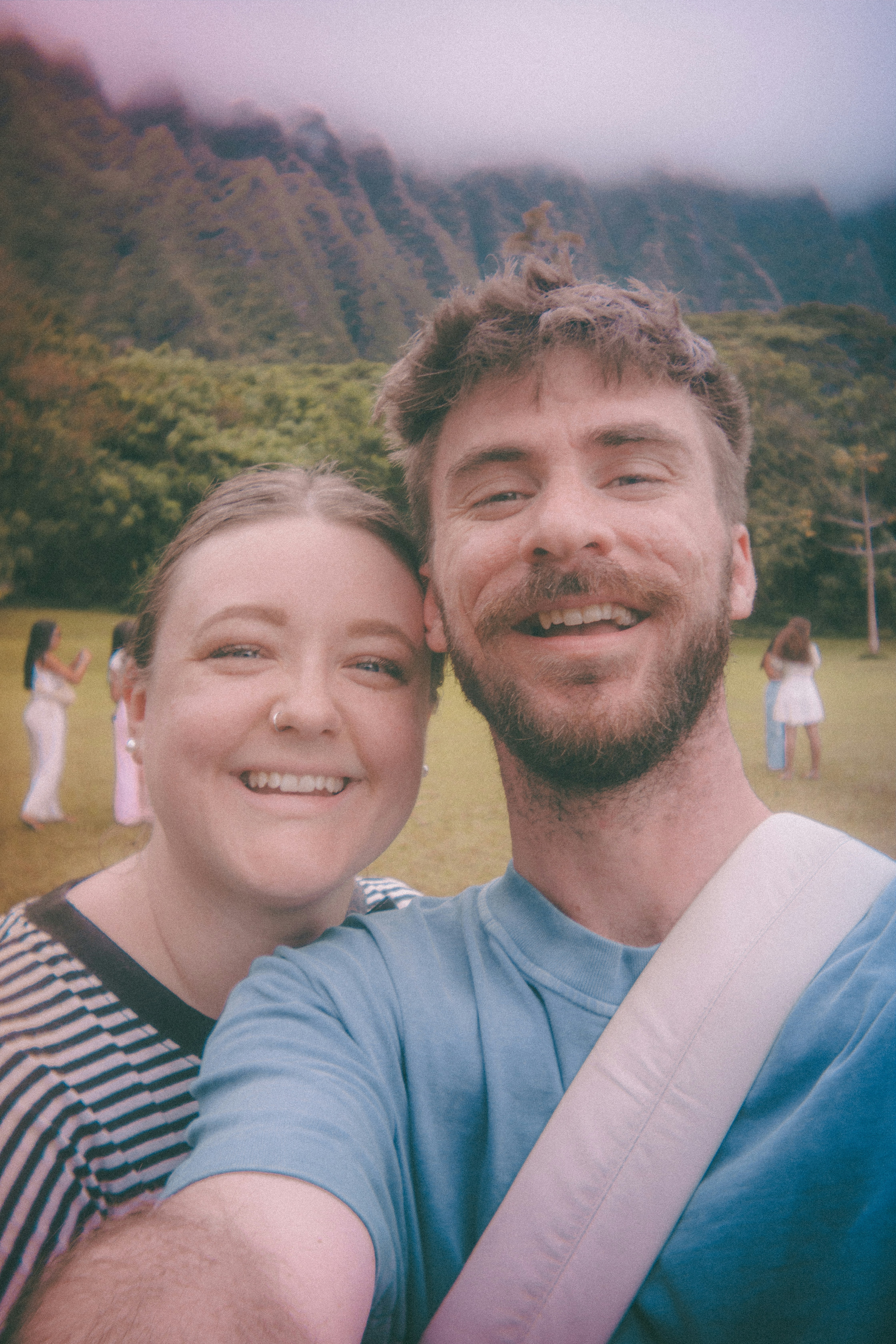 Sunlit Selfie with Mountain Backdrop