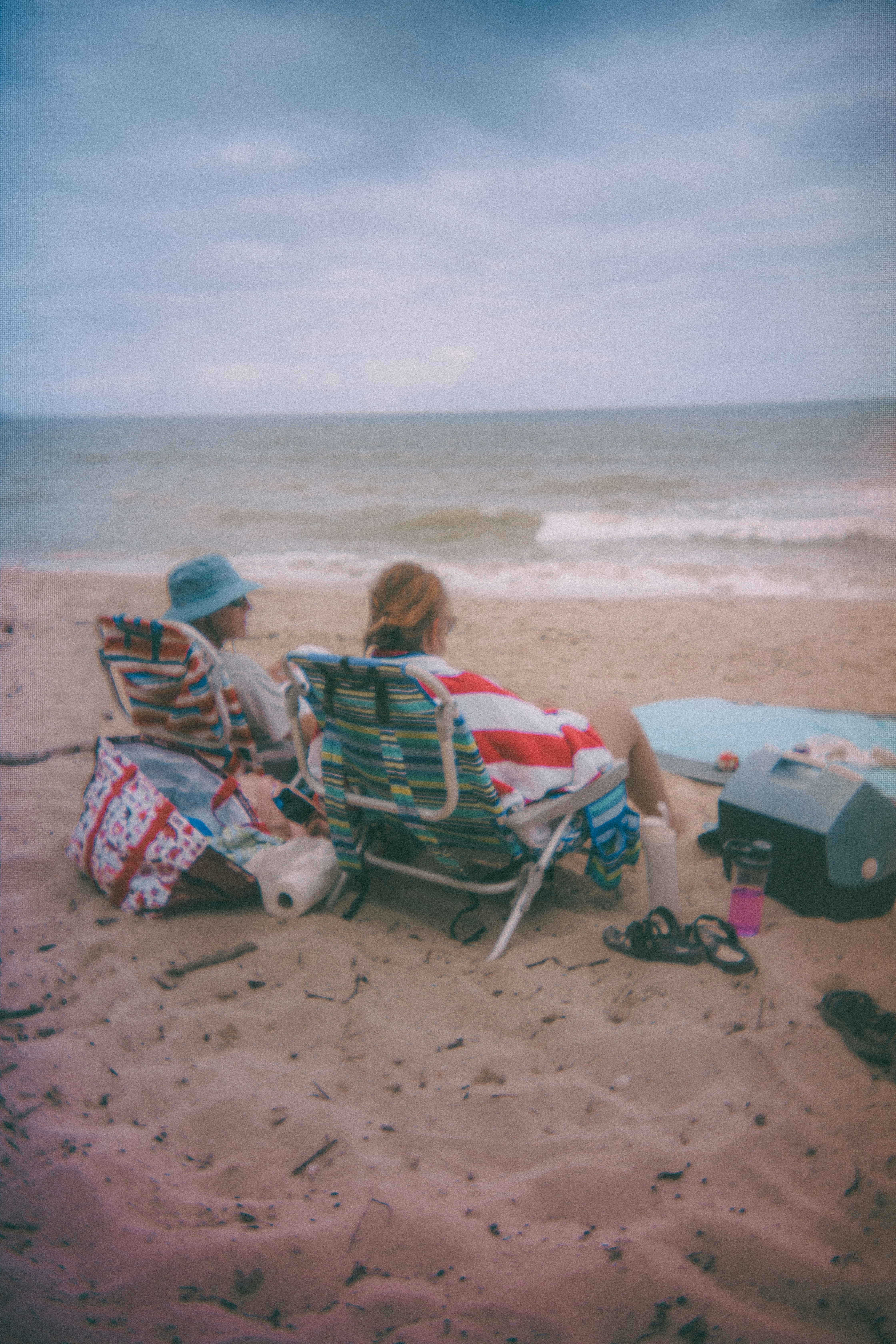 Sunlit Beach Sofa: A Quiet Moment Between Two Friends