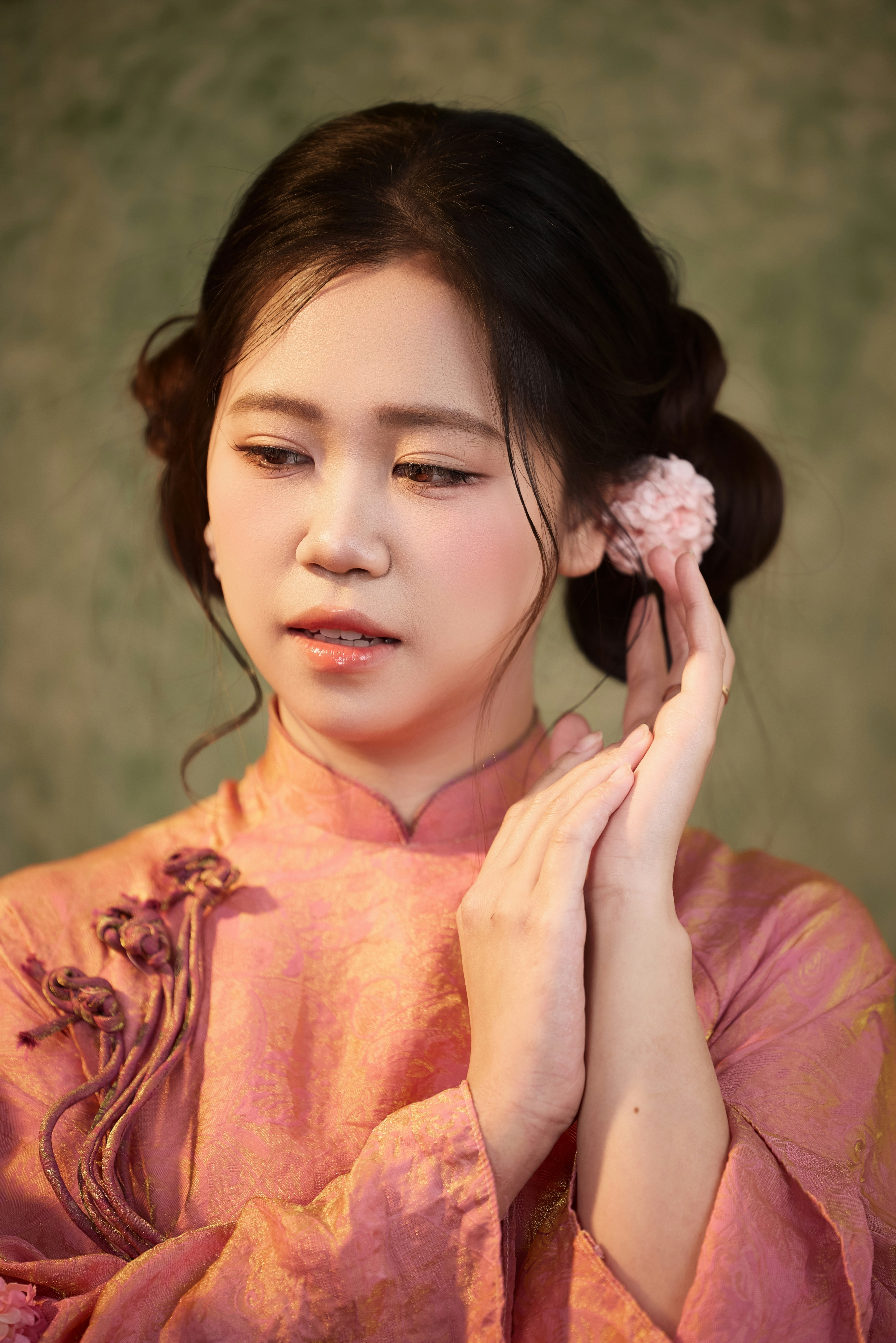 Gentle Grace in a Peach Silk Moment
