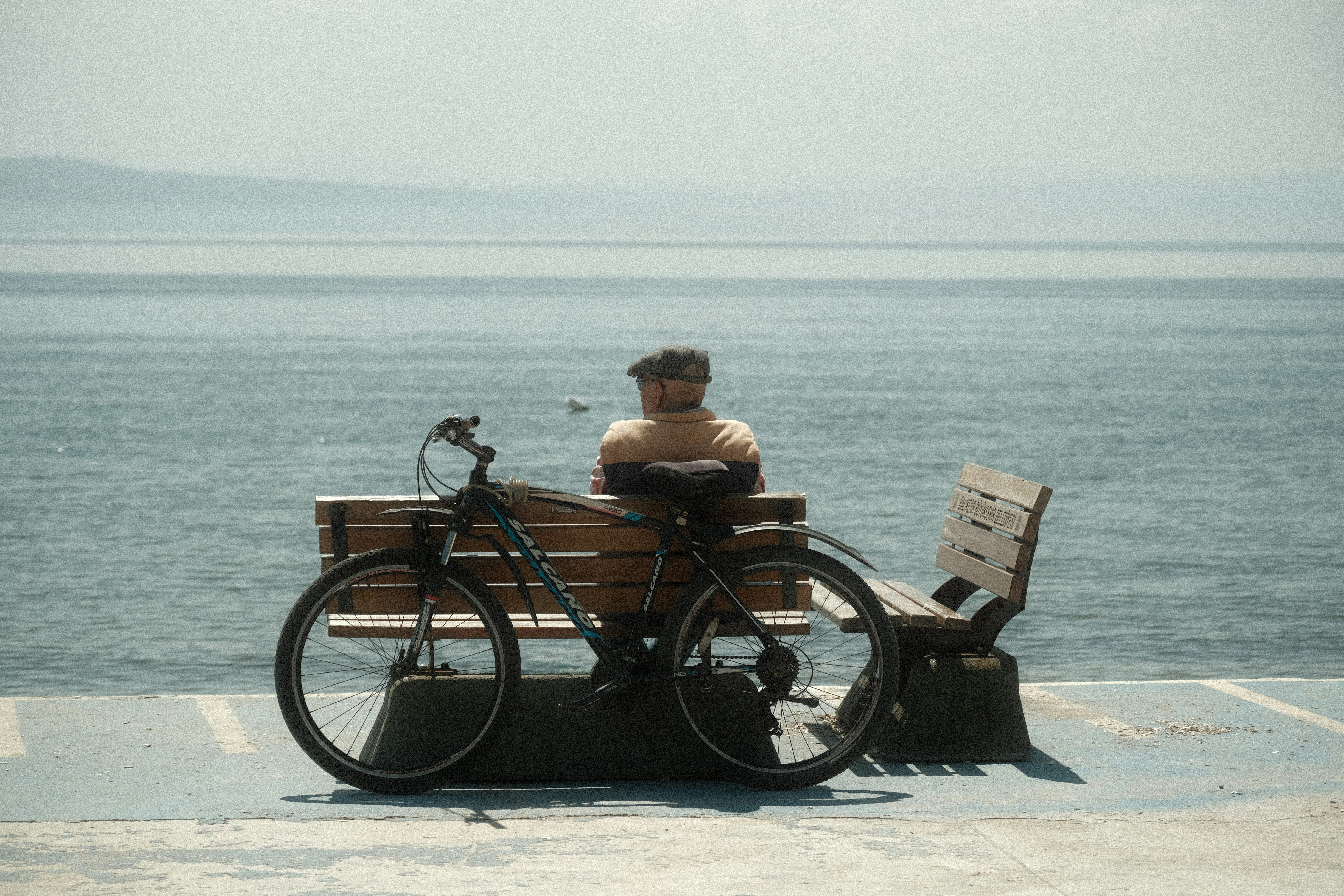 Seated by the Sea: A Quiet Moment with a Bicycle Bench