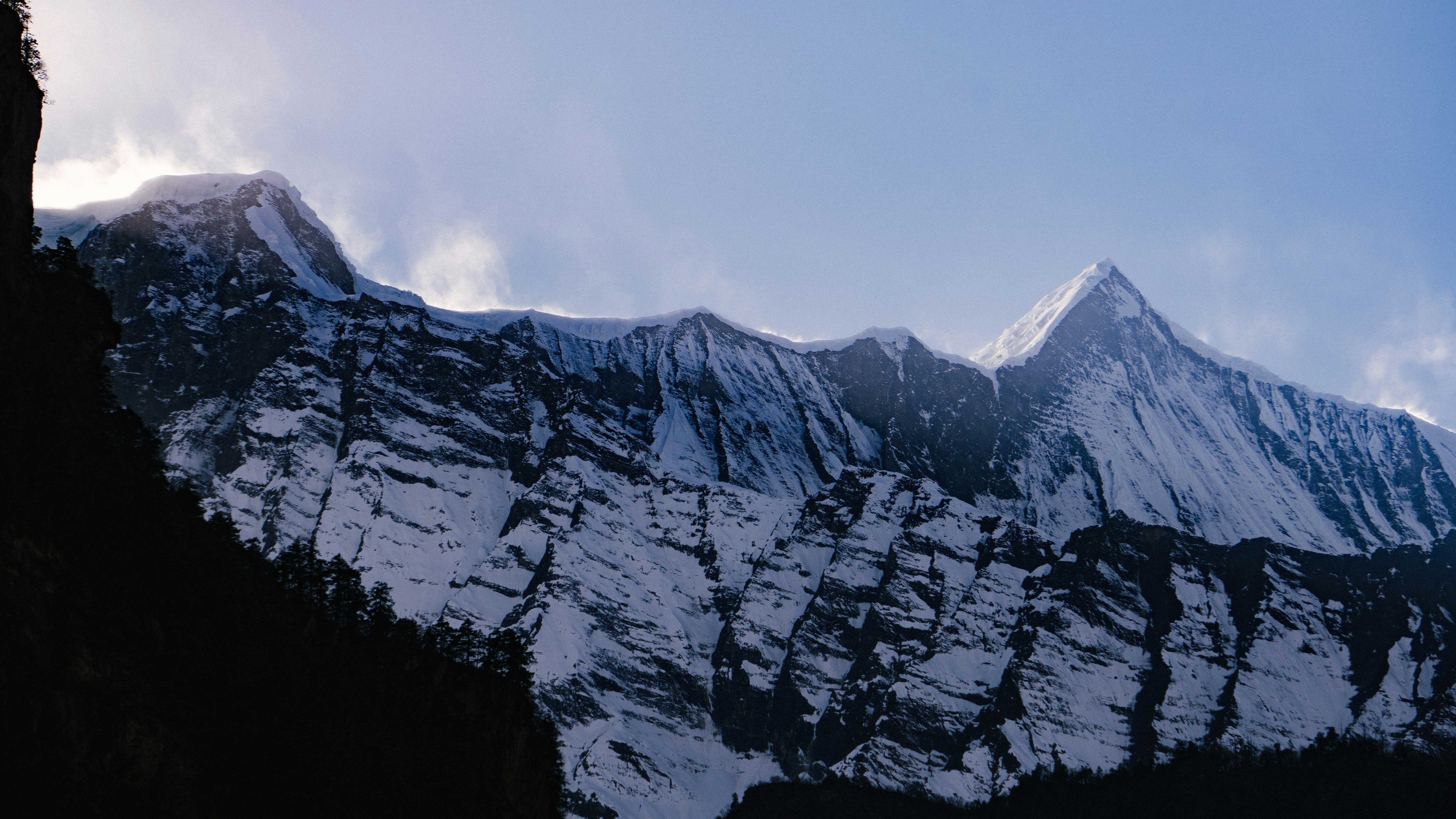 Snow-crowned Ridge Under Clear Sky