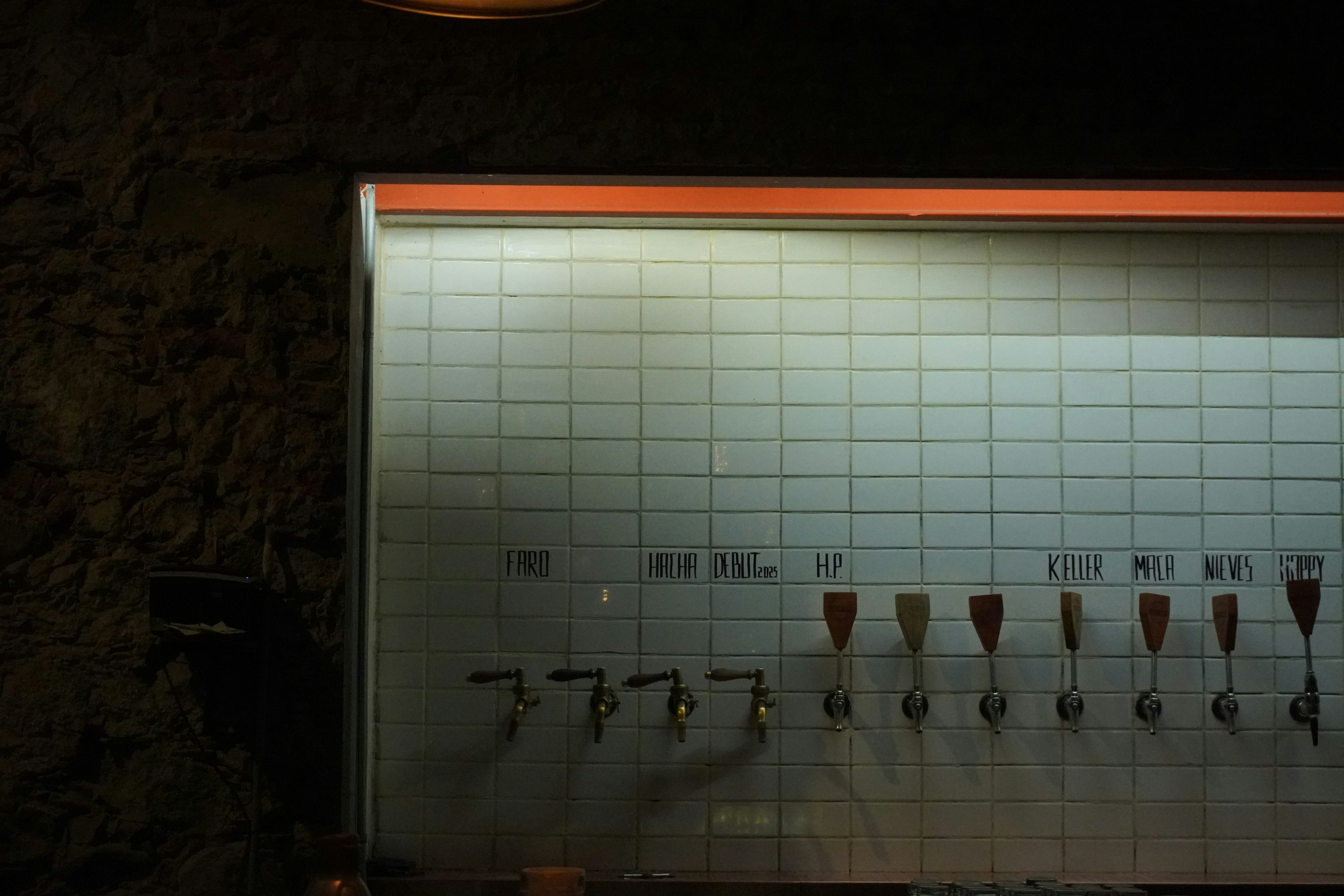 Neon-lit Taproom Row: A Quiet Moment by the Neon Rail
