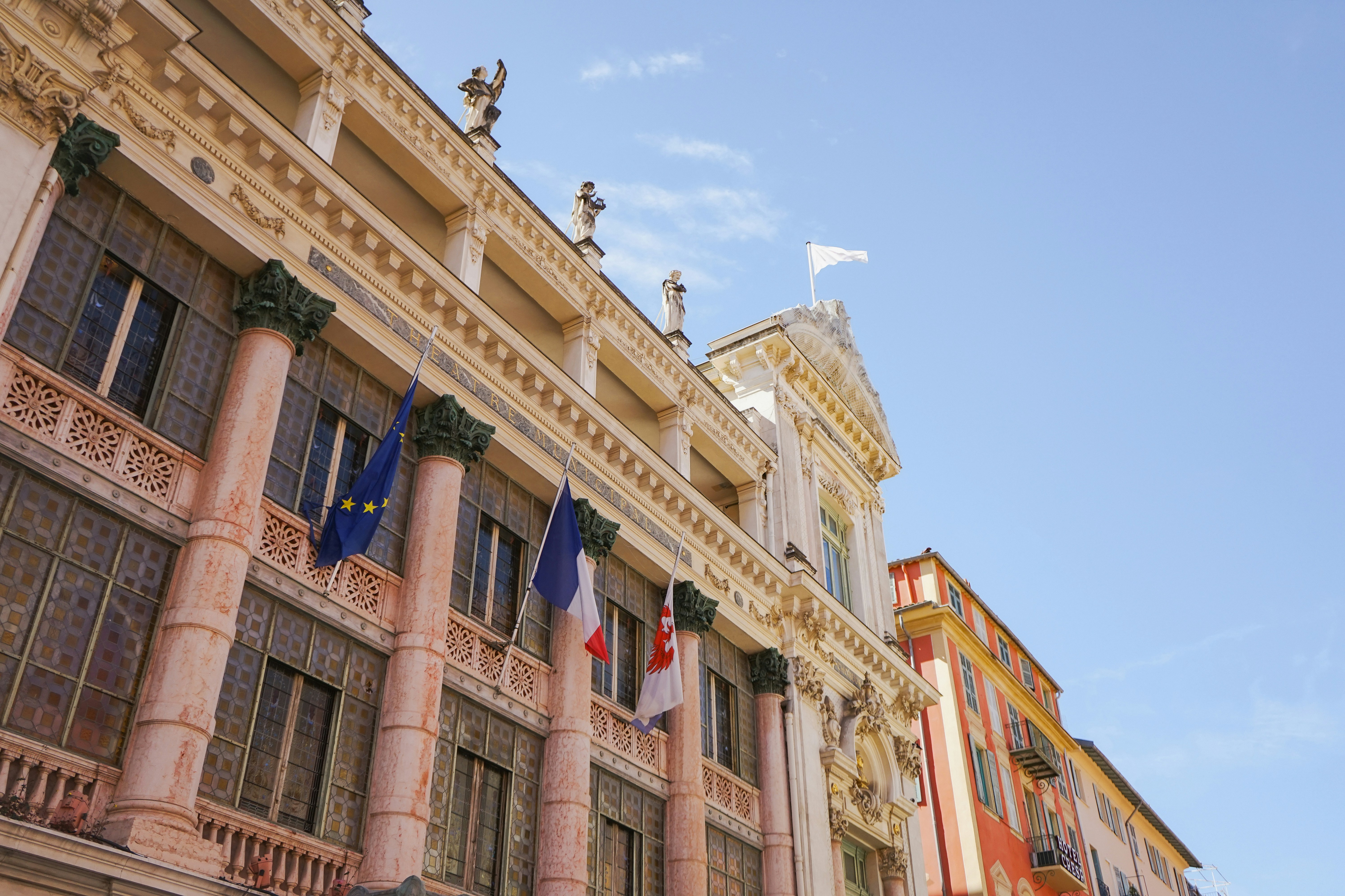 European Facade in Sunlit Piazza