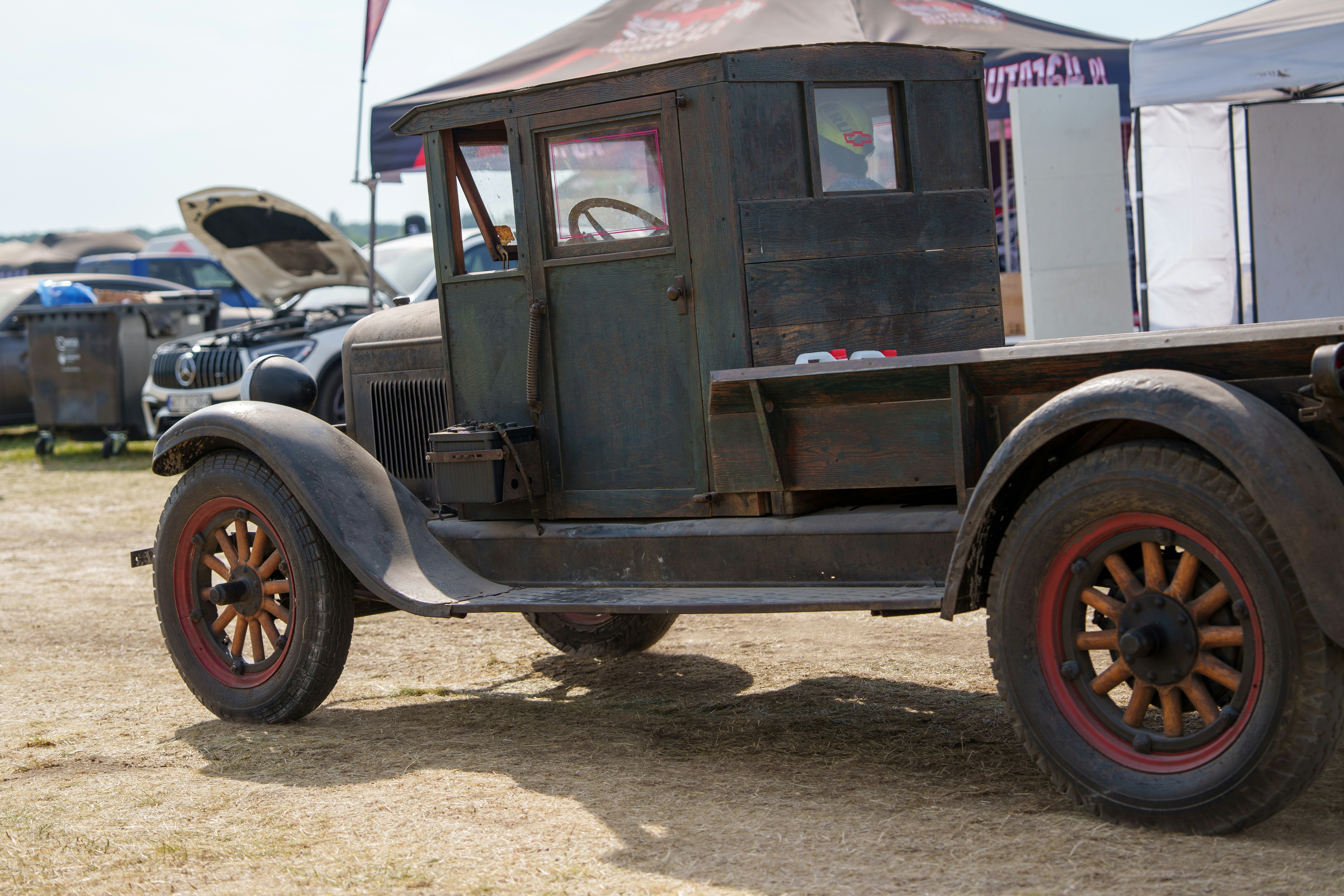 Rustic Vintage Hauler Resting on Parched Ground