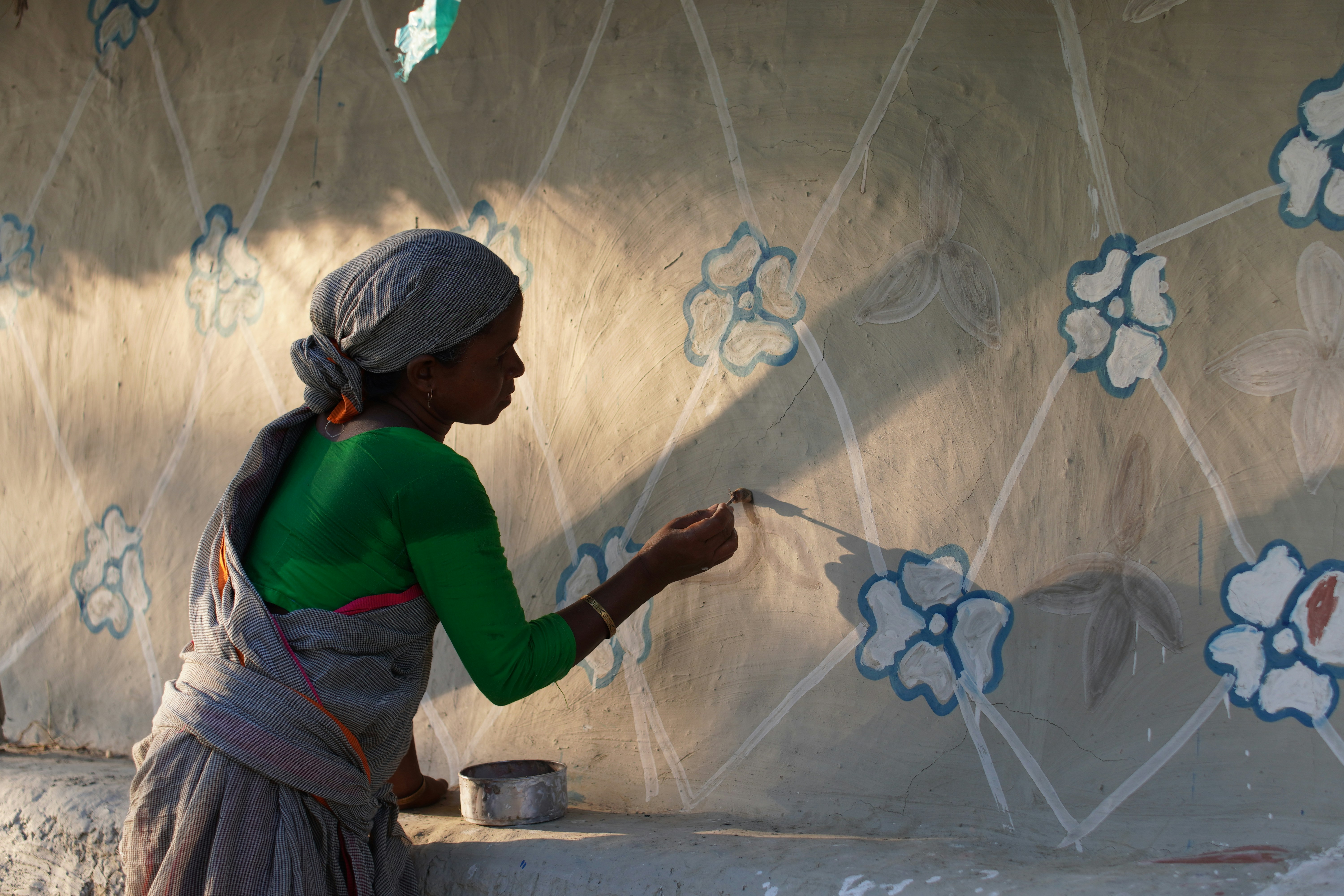 Hands at Work: Color, Cloth, and Wall Art in Soft Dusk