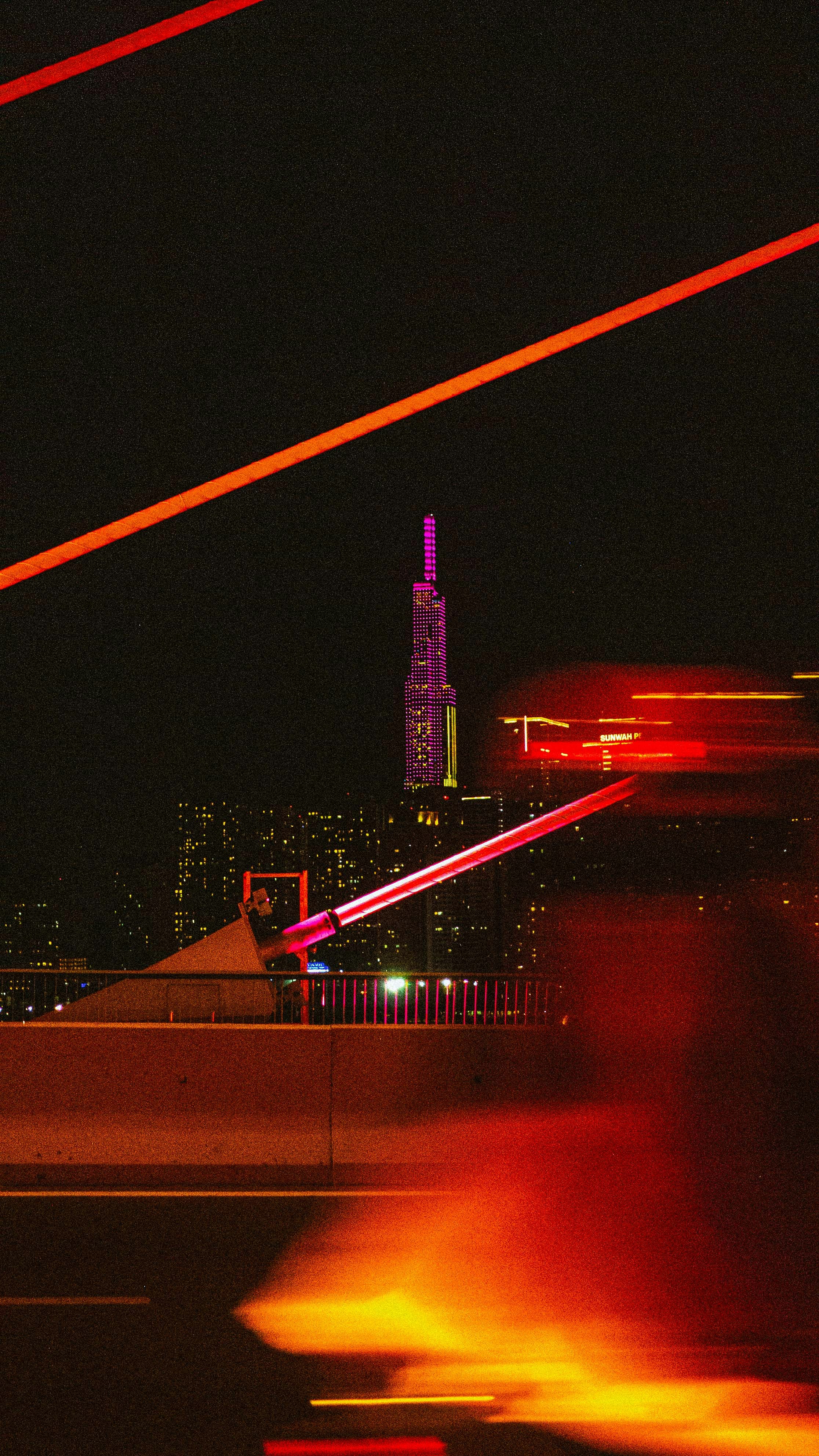 Neon Carve: Night Sprint Across a City Bridge