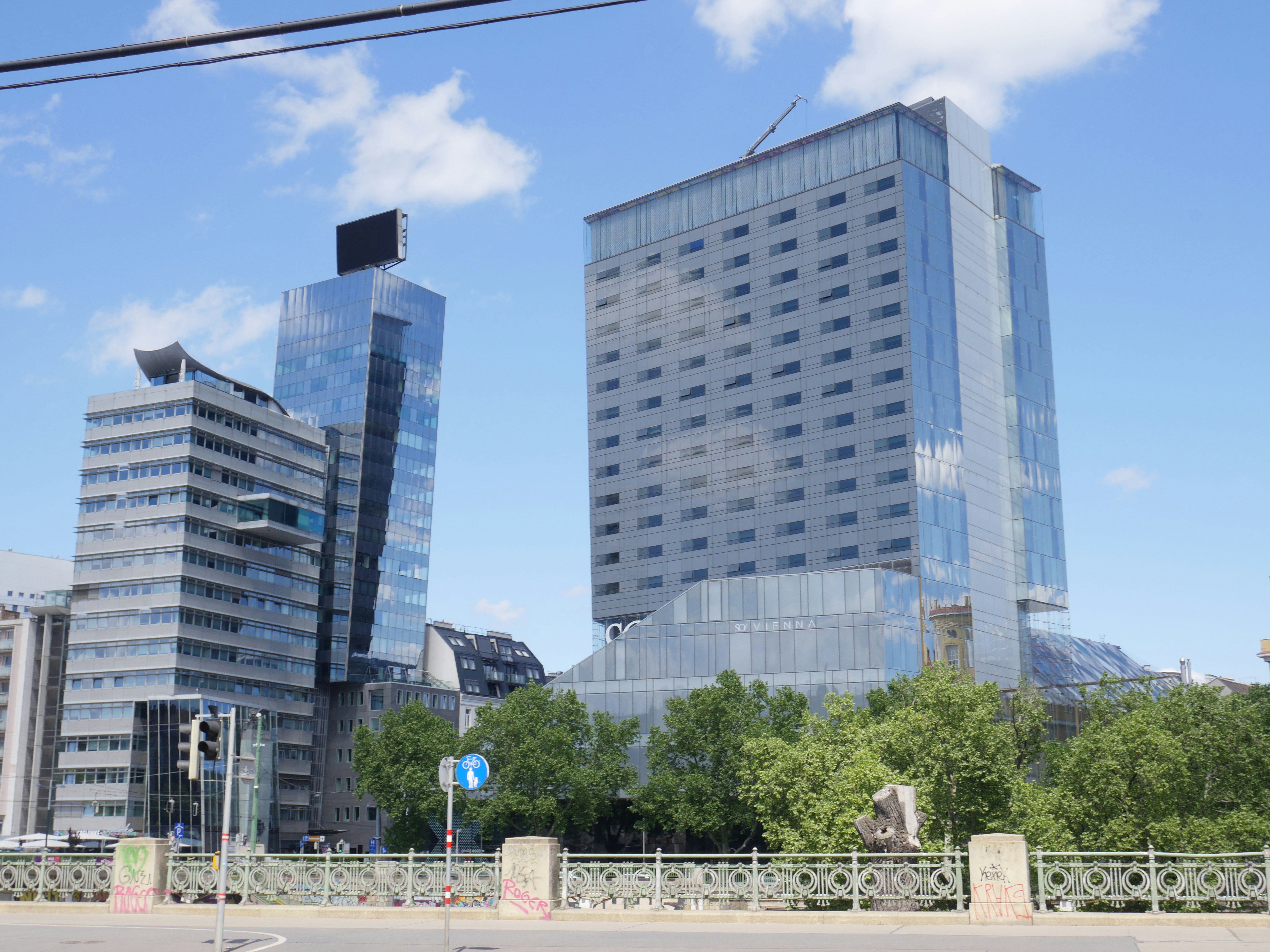 Urban Glass: Skyscrapers Against a Blue Sky