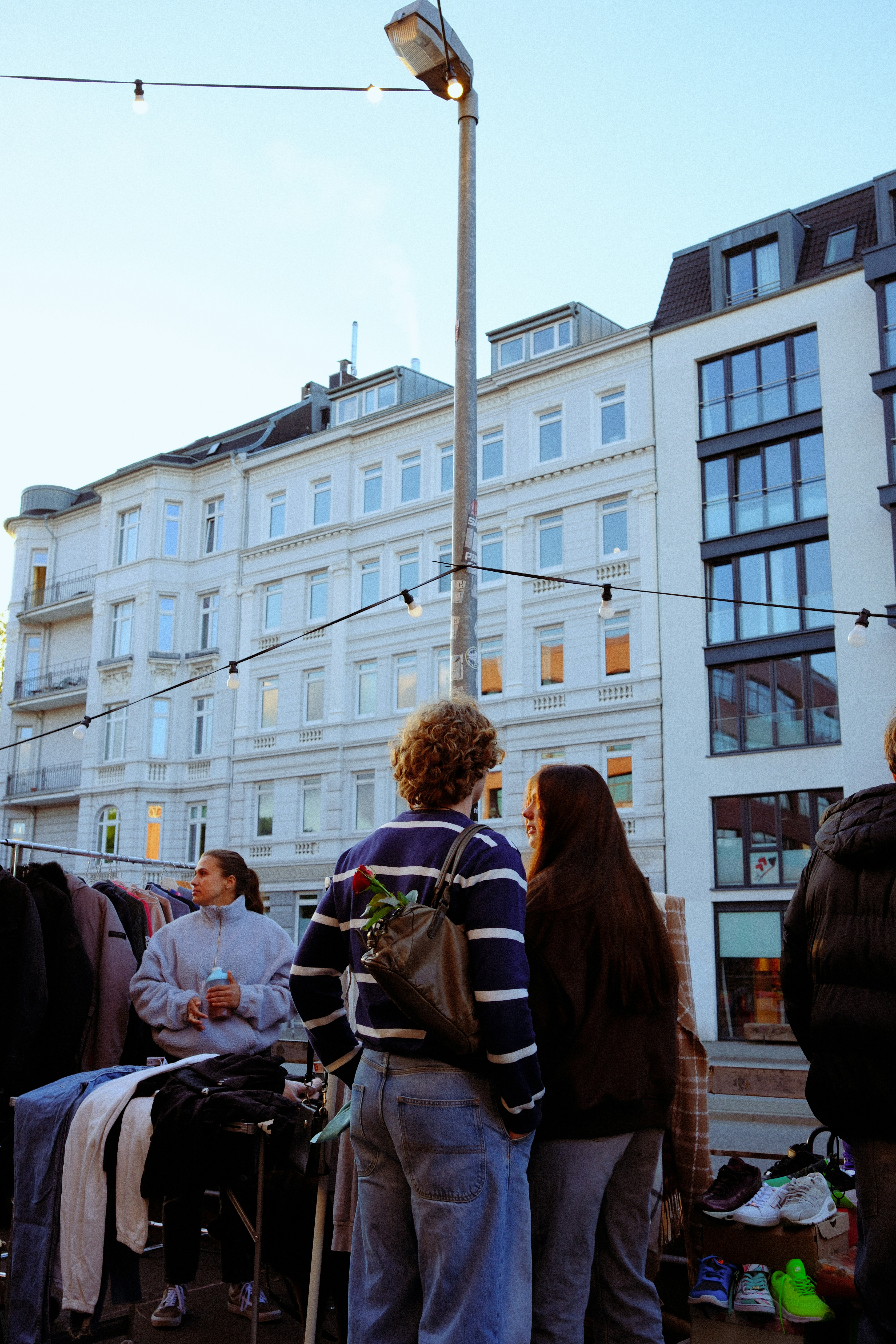 Street Market Portrait Under Evening Skies