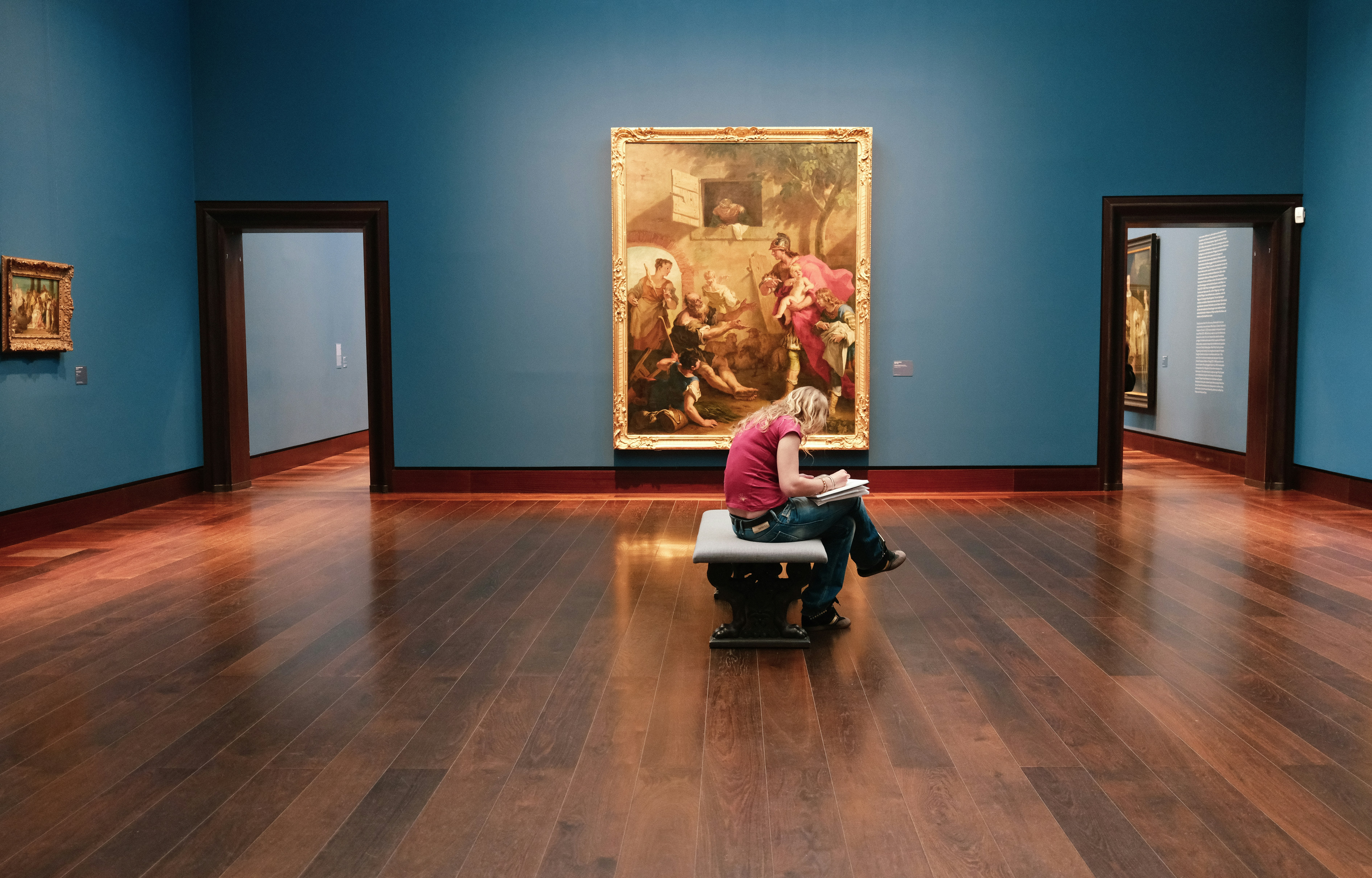 Solitary Visitor in a Masterpiece Gallery