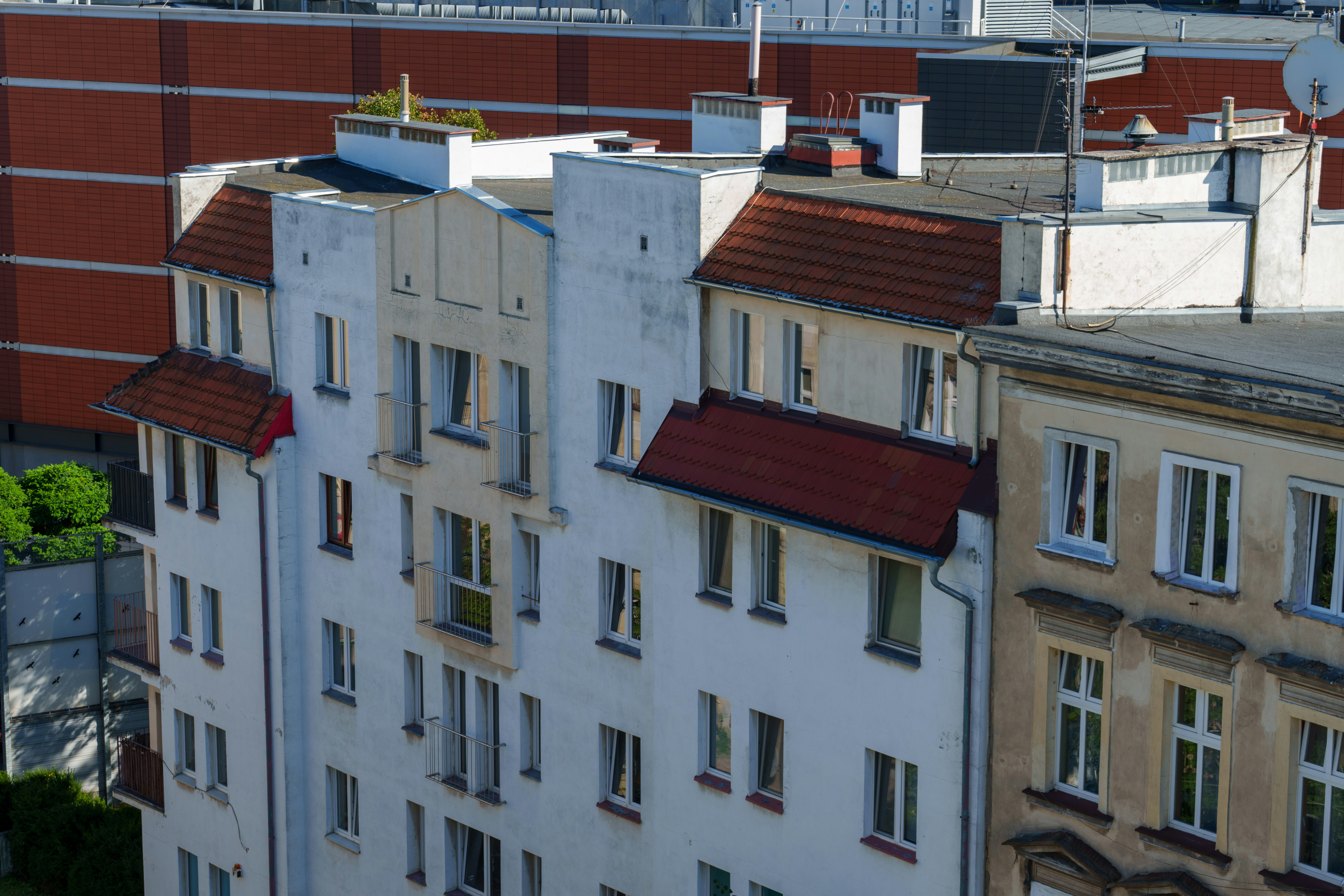 White-washed Facade Threads of a Residential Block