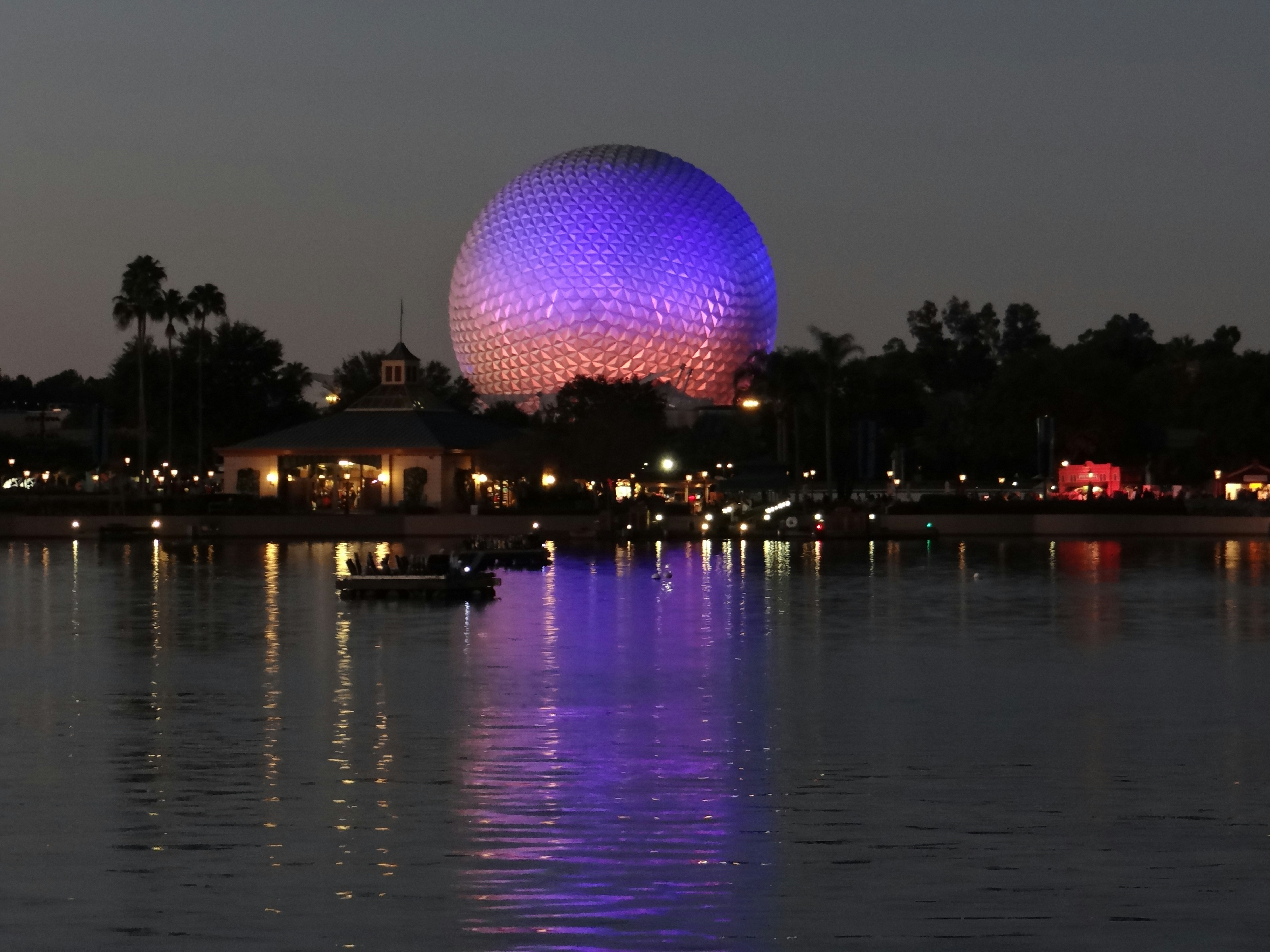Aqua Sphere at Dusk: Purple Dome Reflecting on Somerset Bay