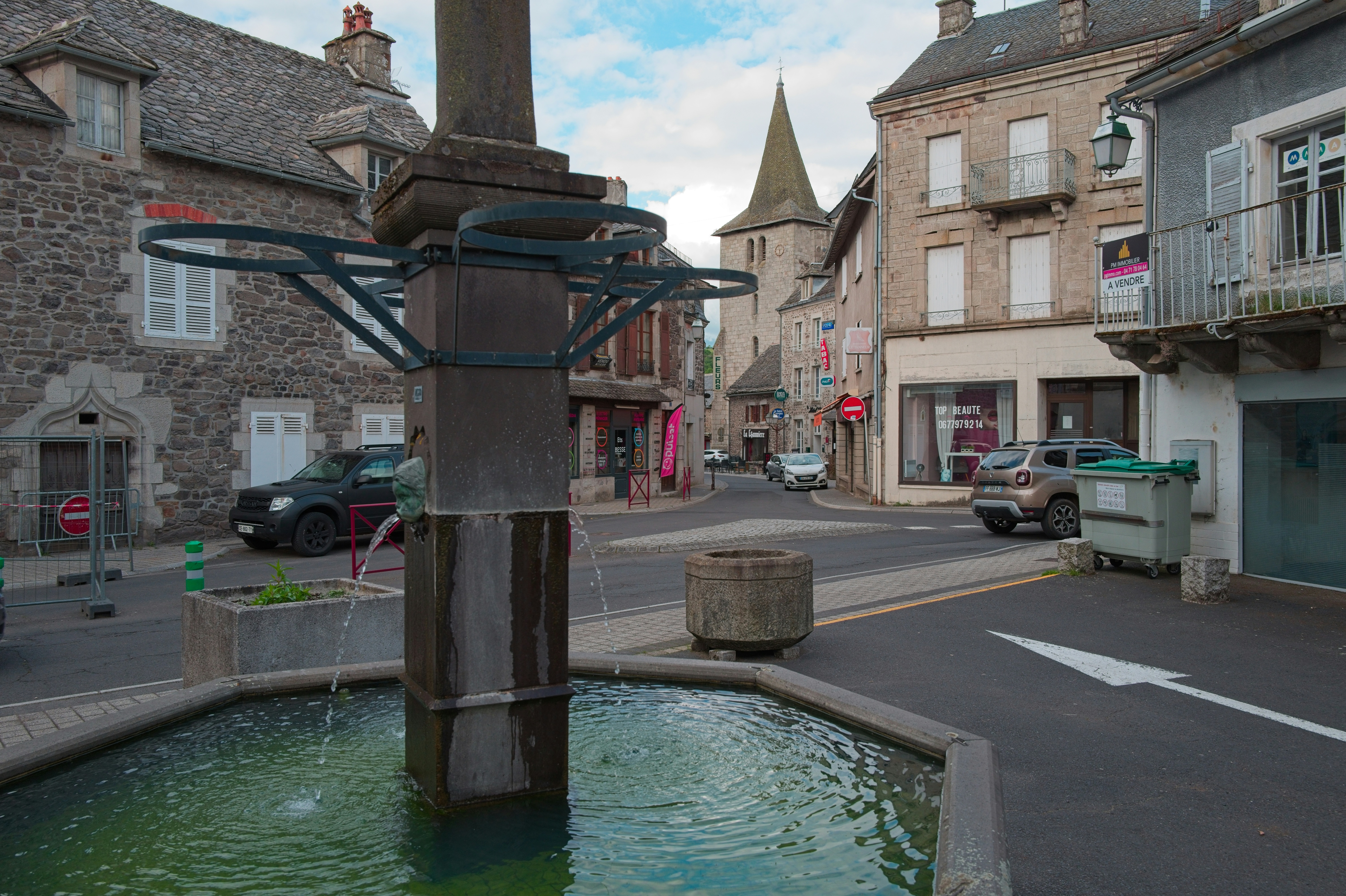 Central Fountain in a European Town Square