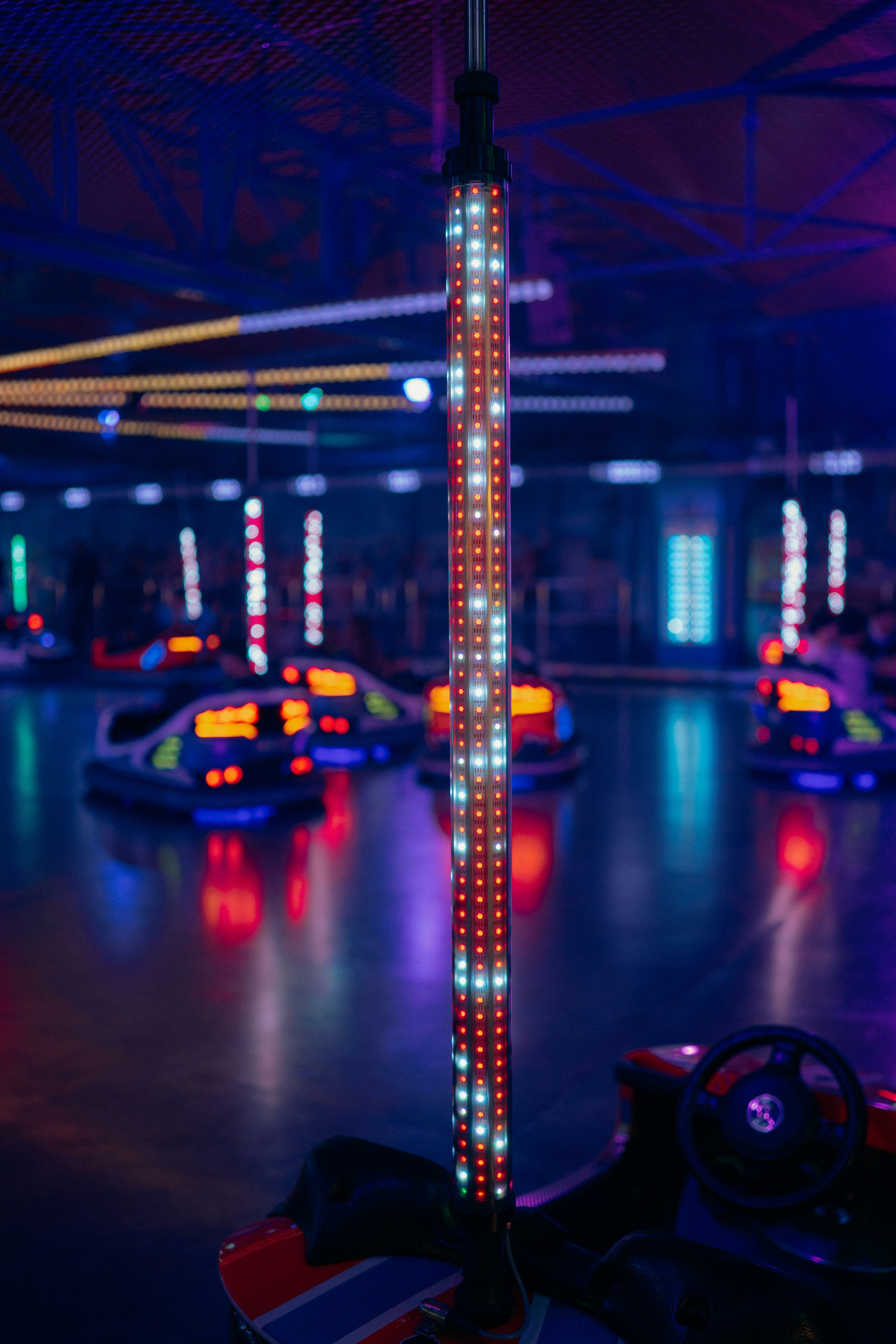 Neon Pole in a Bumper Cars Night