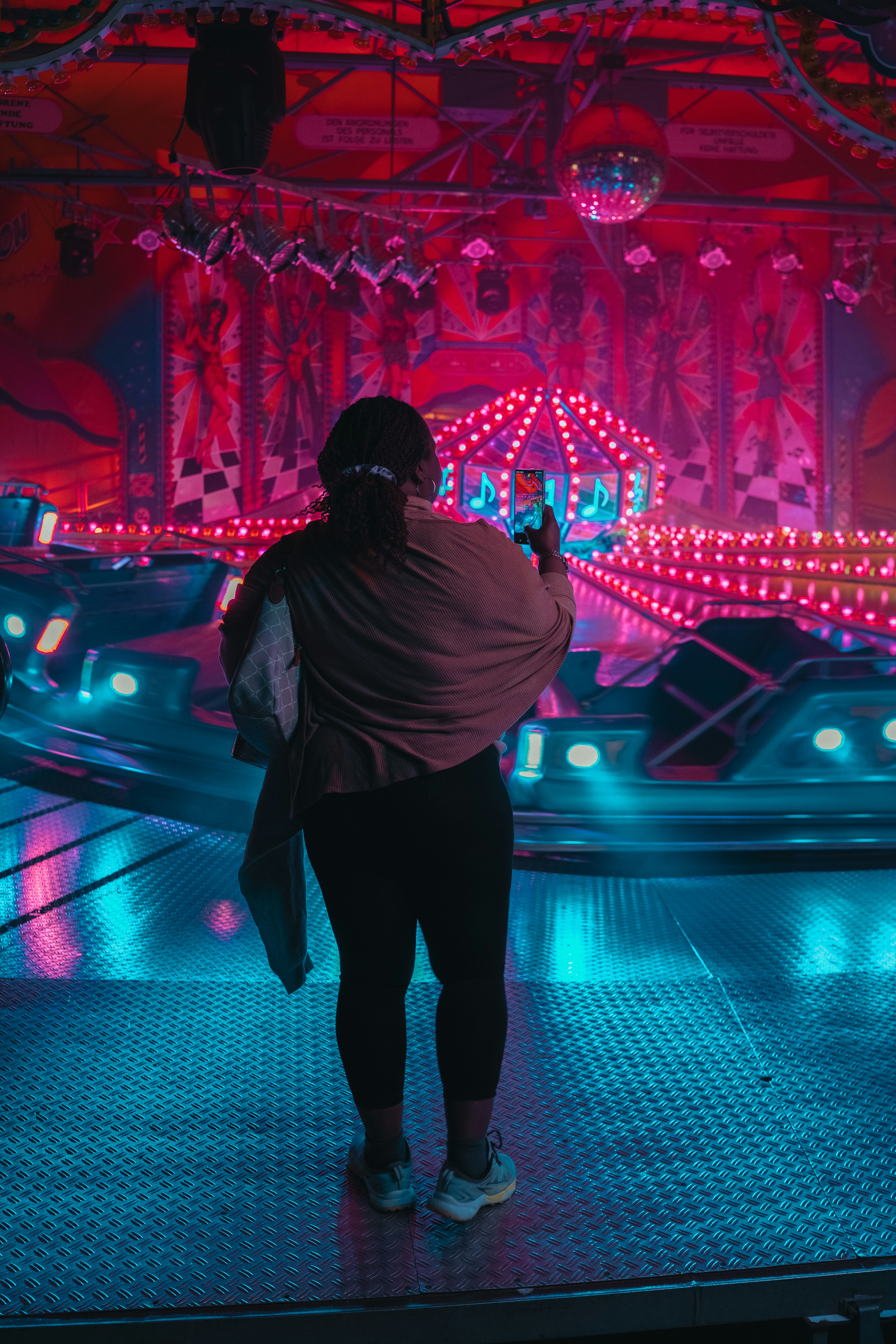 Midnight Rollercoaster: A Backlit Moment at the Neon Carnival