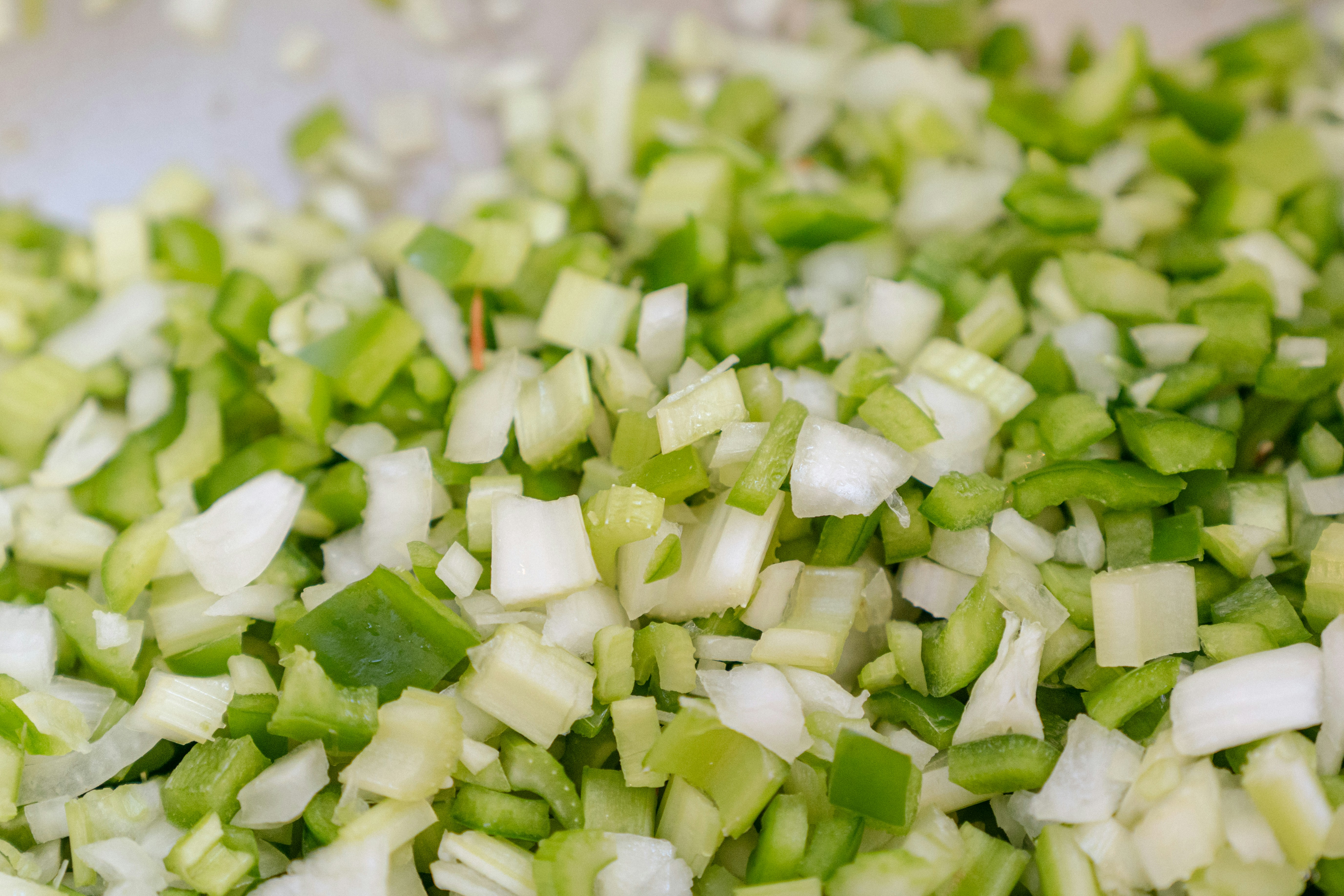 Chopped Green Onions Scattered in a Pan