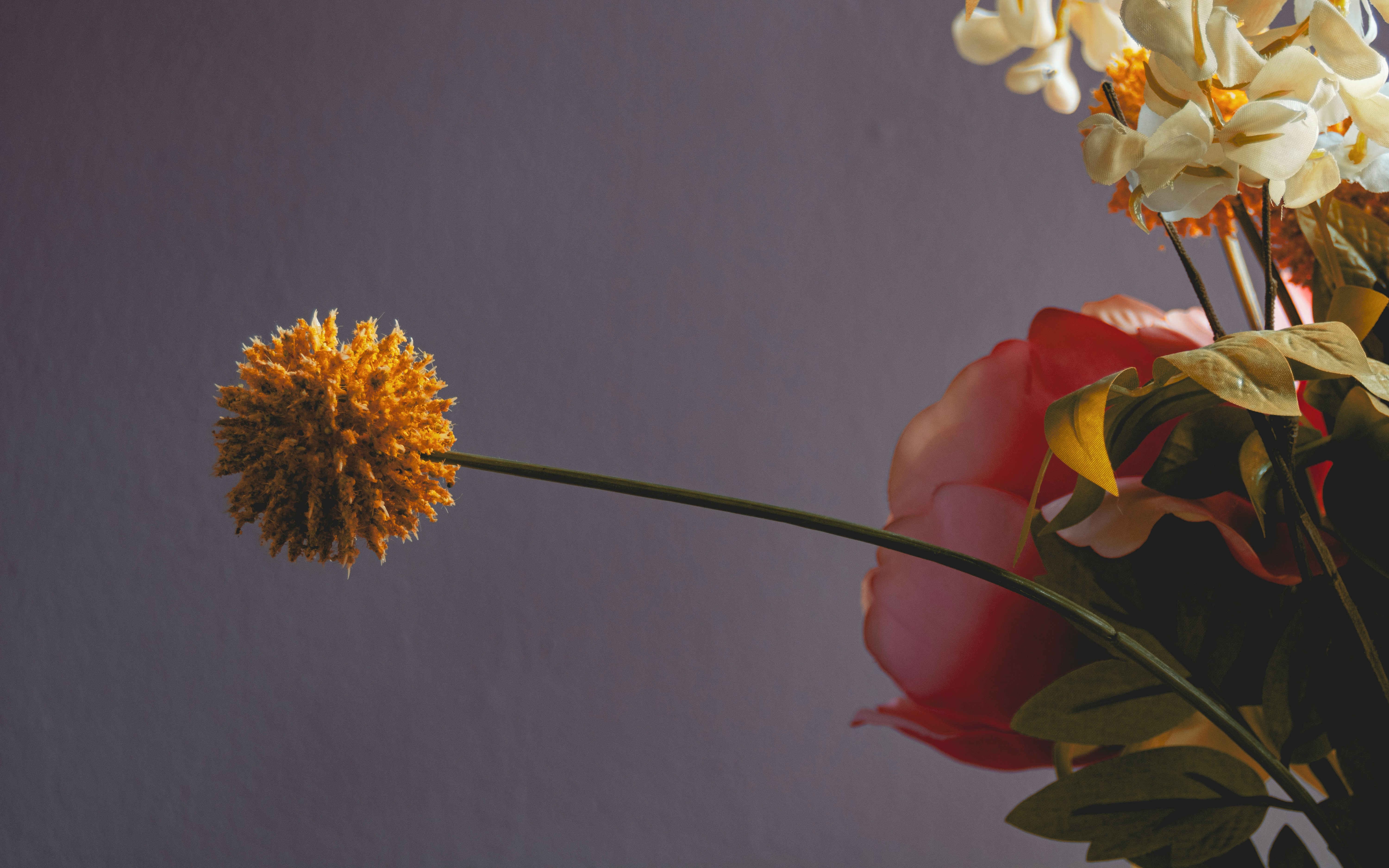 Single Golden Globe Amid Floral Arc