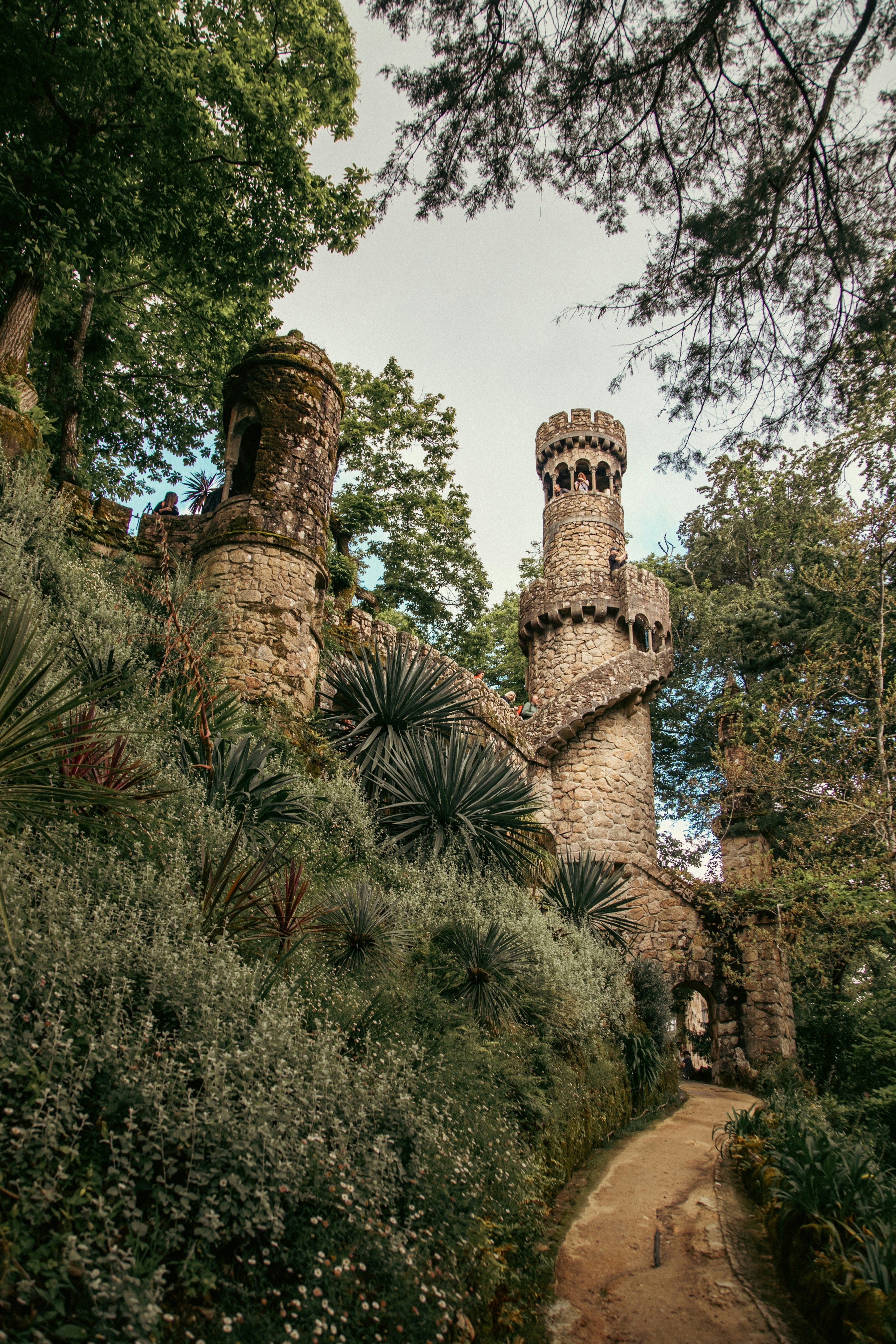 Stone Turrets Guard the Garden Path