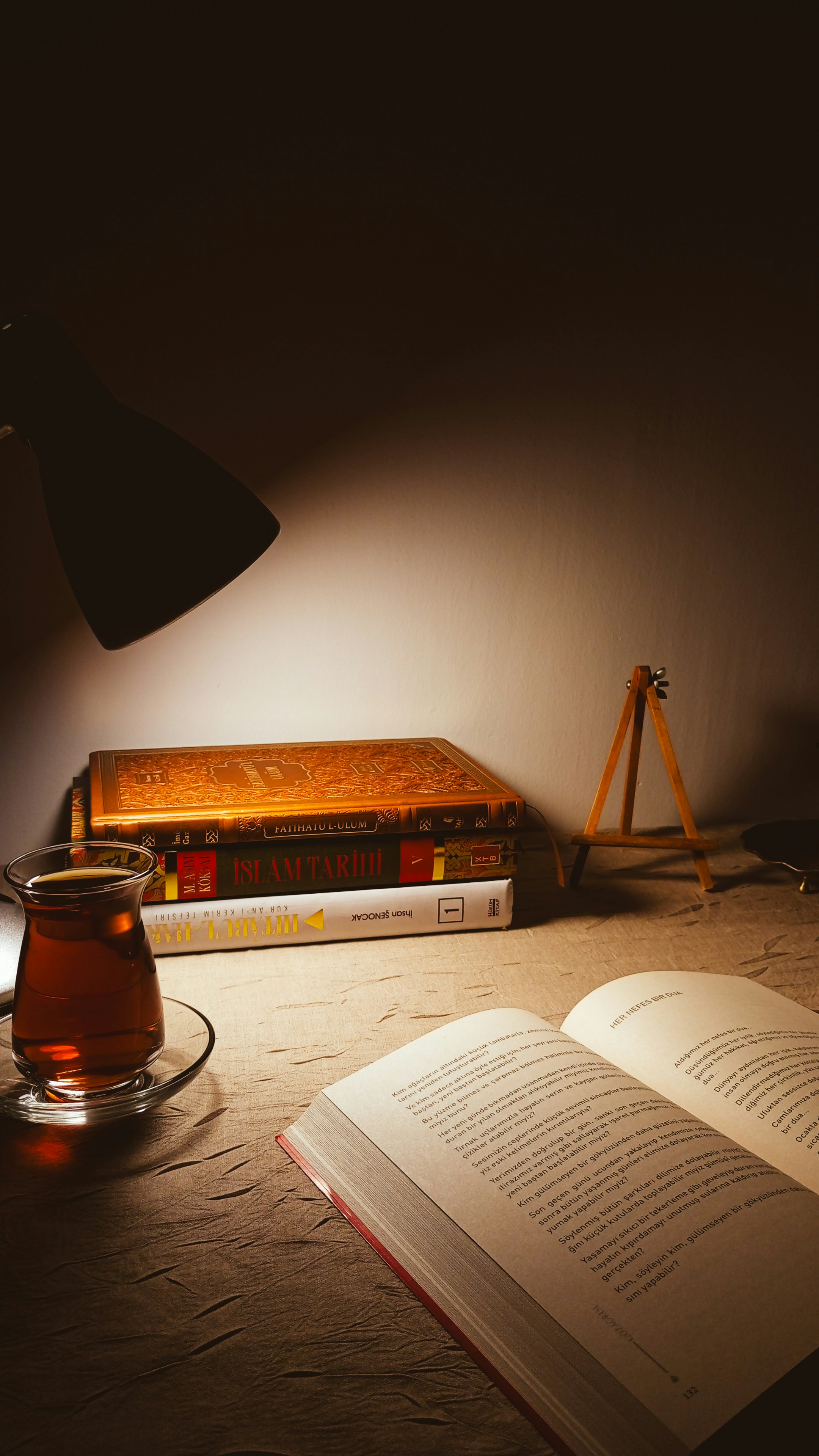 Tea and Tomes by the Desk Lamp