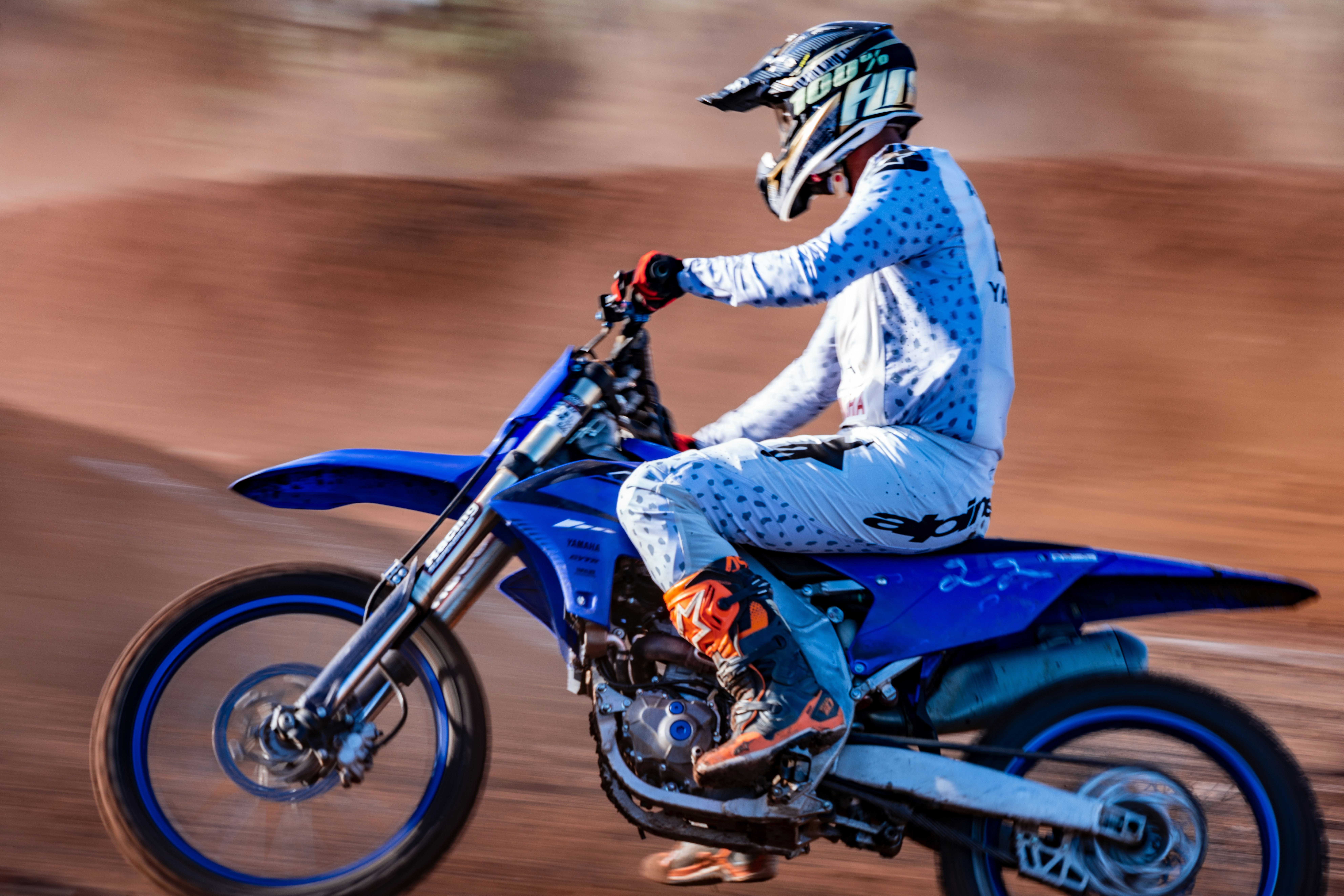Blue Blaze: Off-Road Rider in Motion