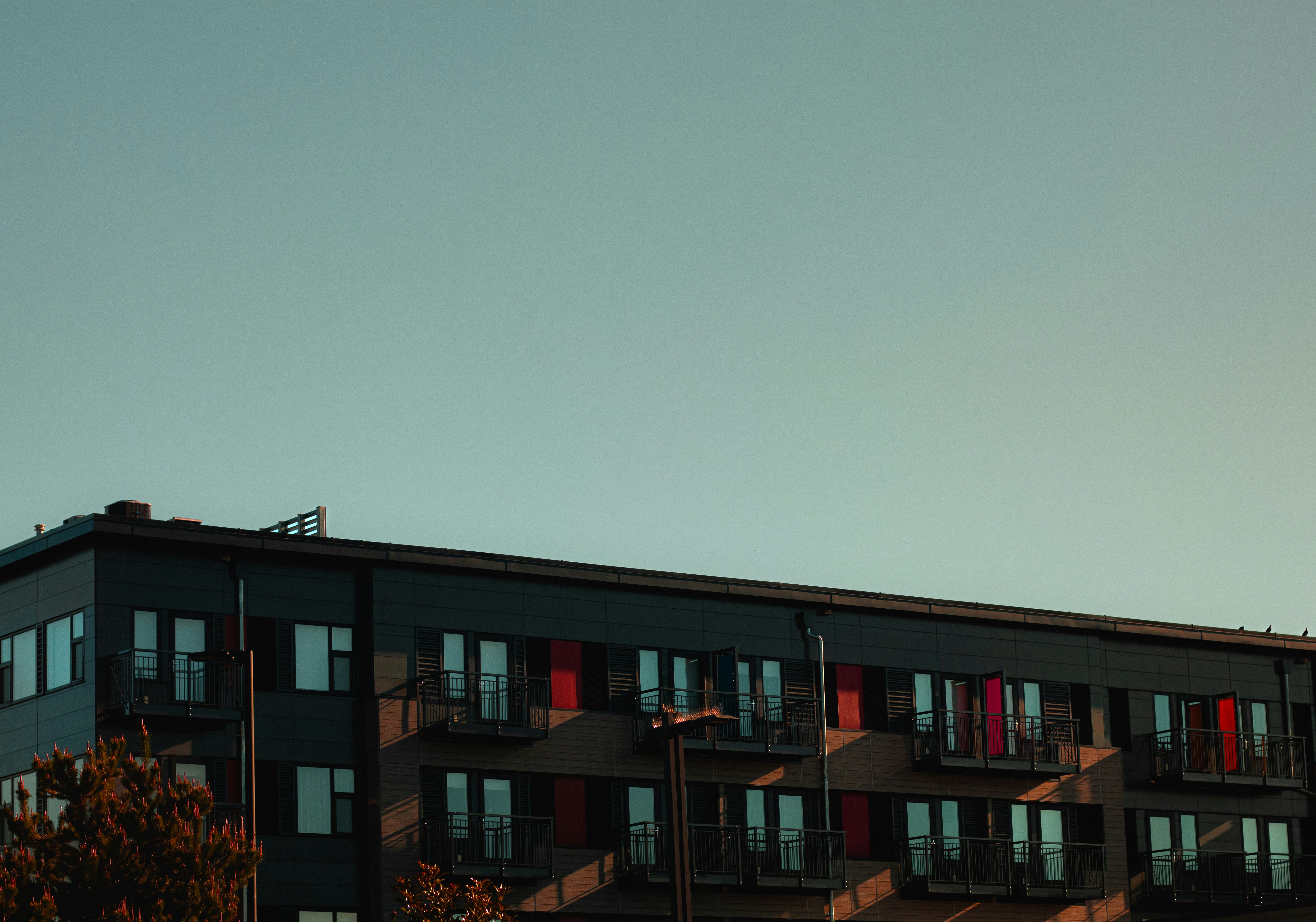 Balcony Facade Under a Clear Sky