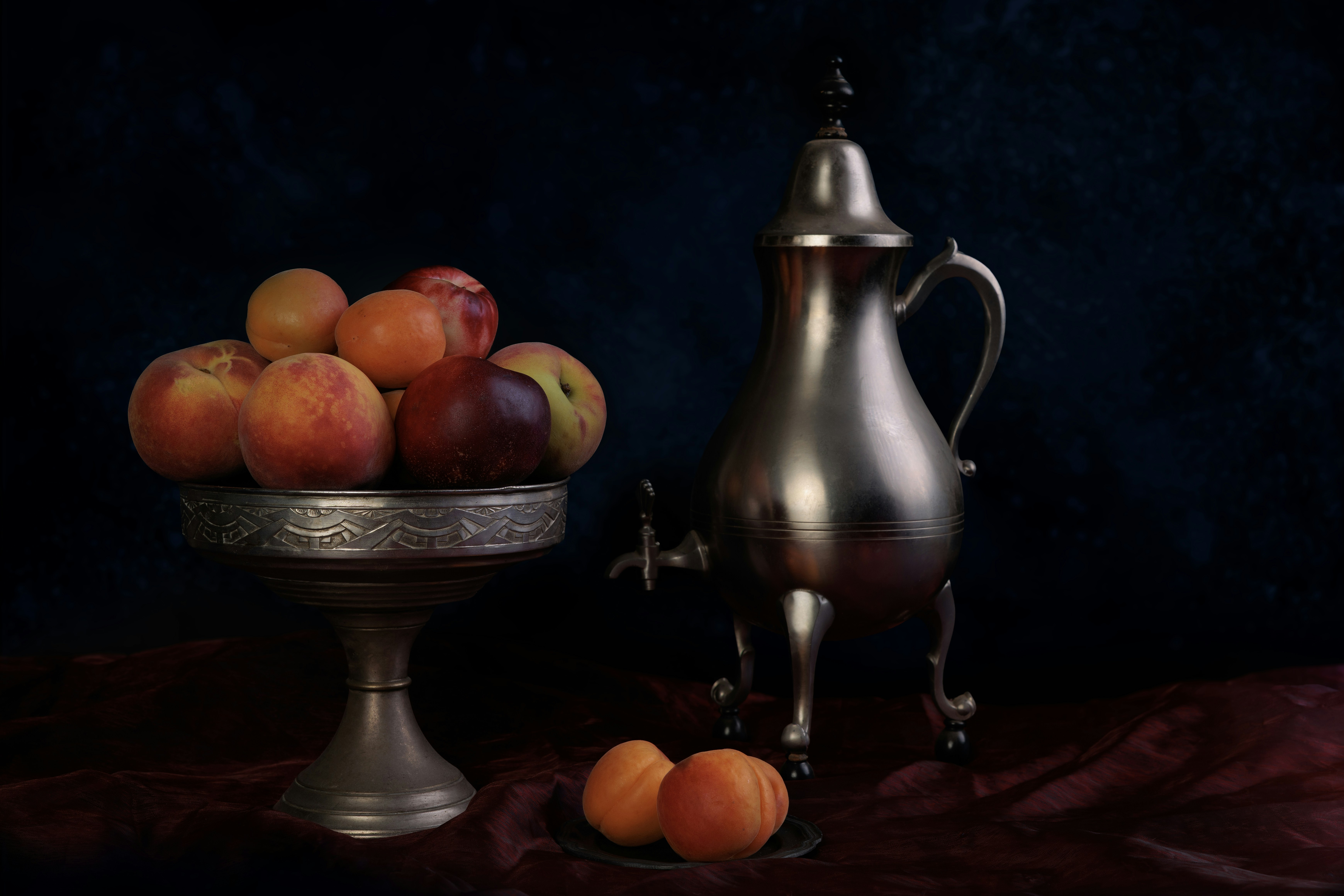 Amber Bounty: A Still Life of Fruit and Copper