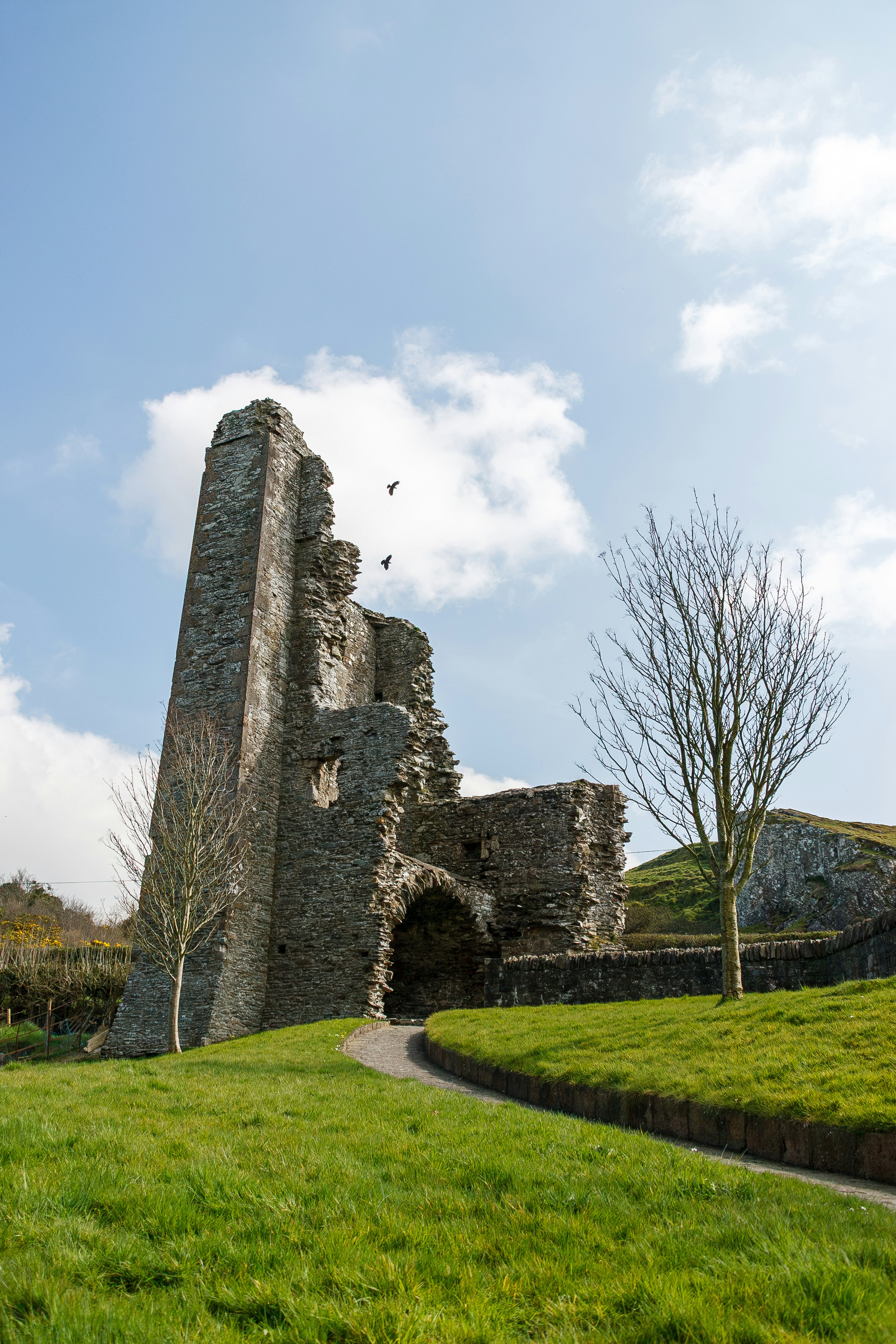 Ancient stone castle ruins on a grassy hill. photo – Free Birds Image ...