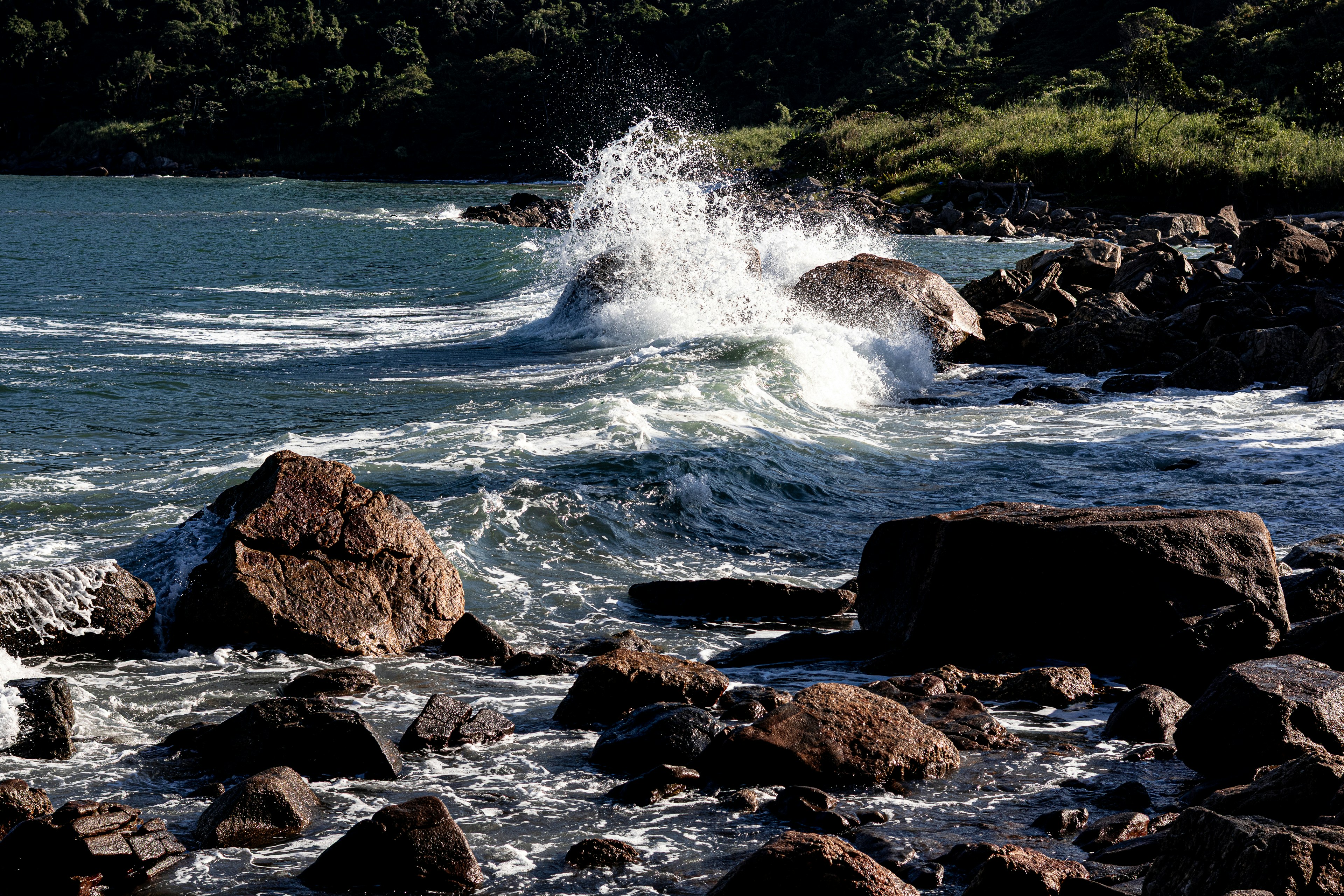 Crashing Breakers over Rugged Granite at Sunset Point