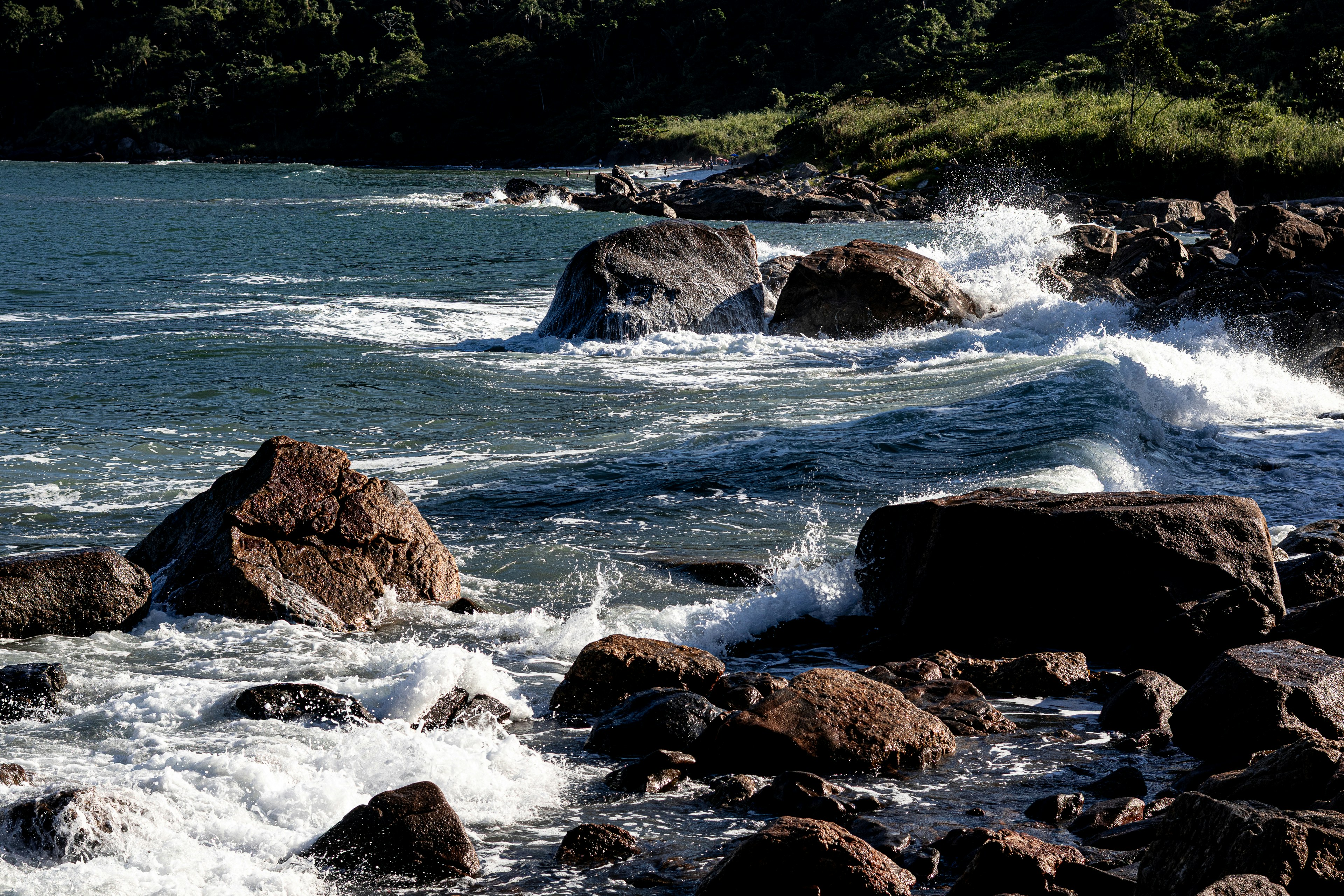 Rough Sea Silence on Weathered Rocks