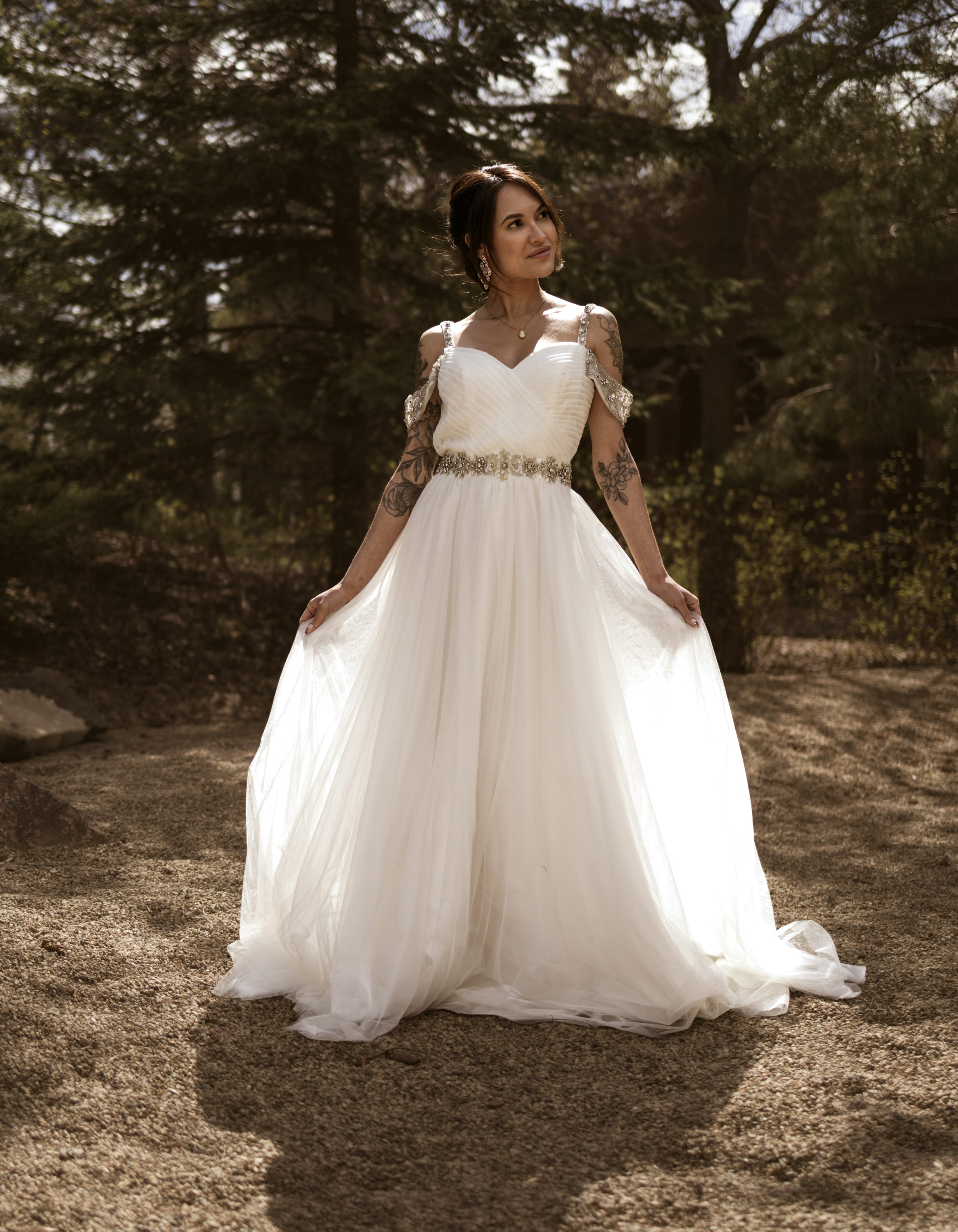 Whispers of White: A bridal silhouette in sunlit hush