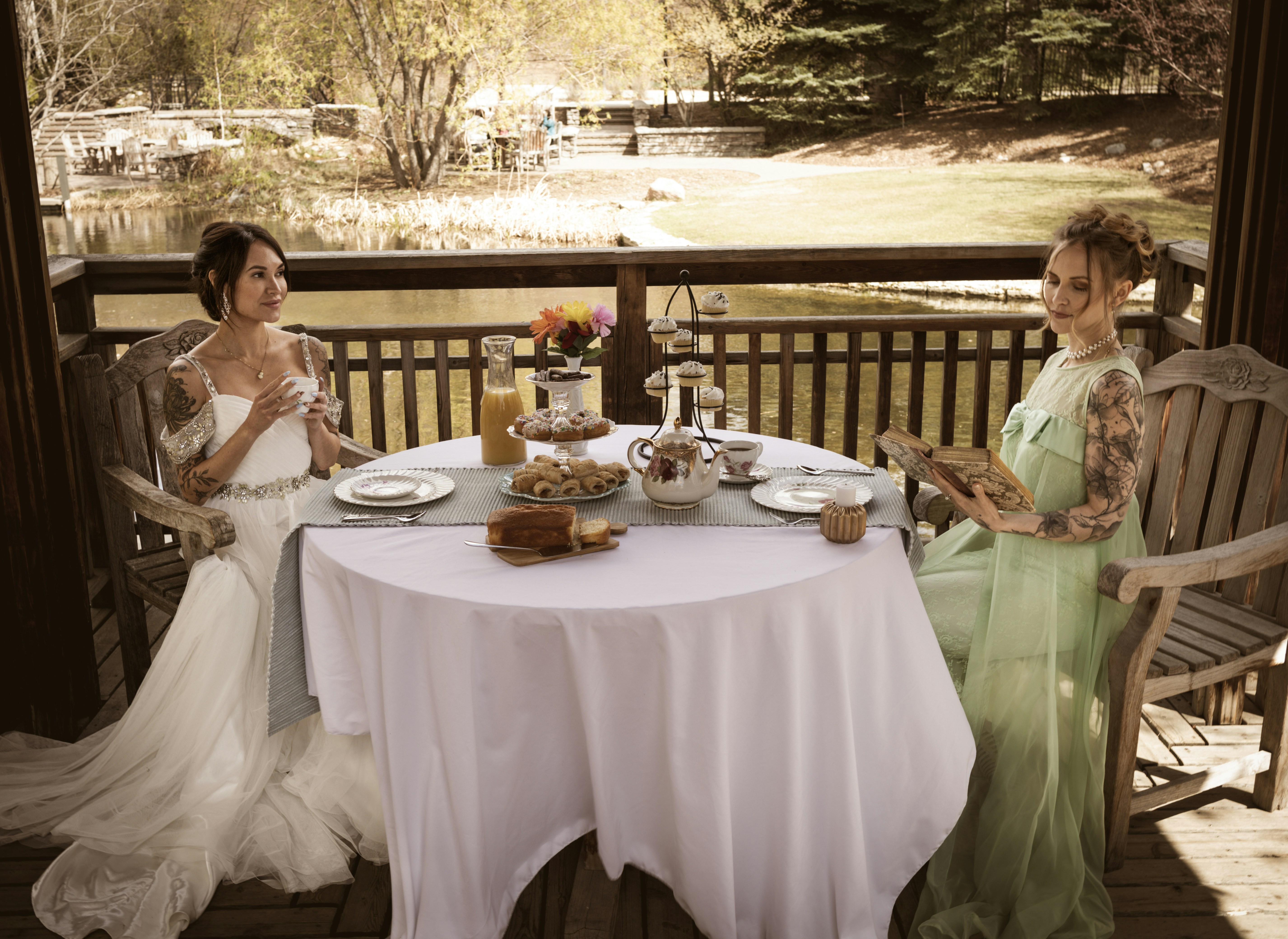 Garden Reception for a Hidden Bride and Her Guest