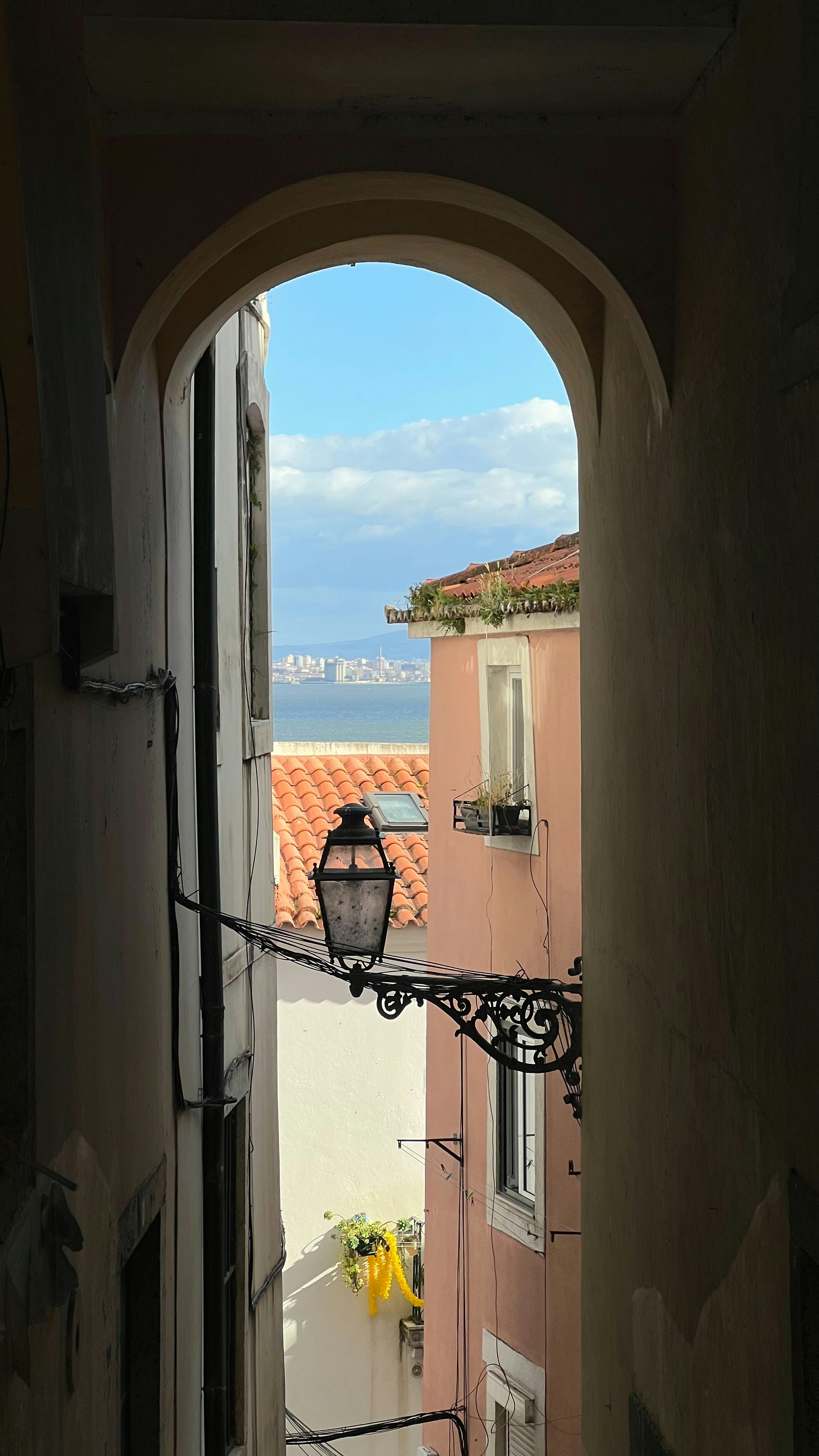 Narrow Archway to a Sea Village Courtyard