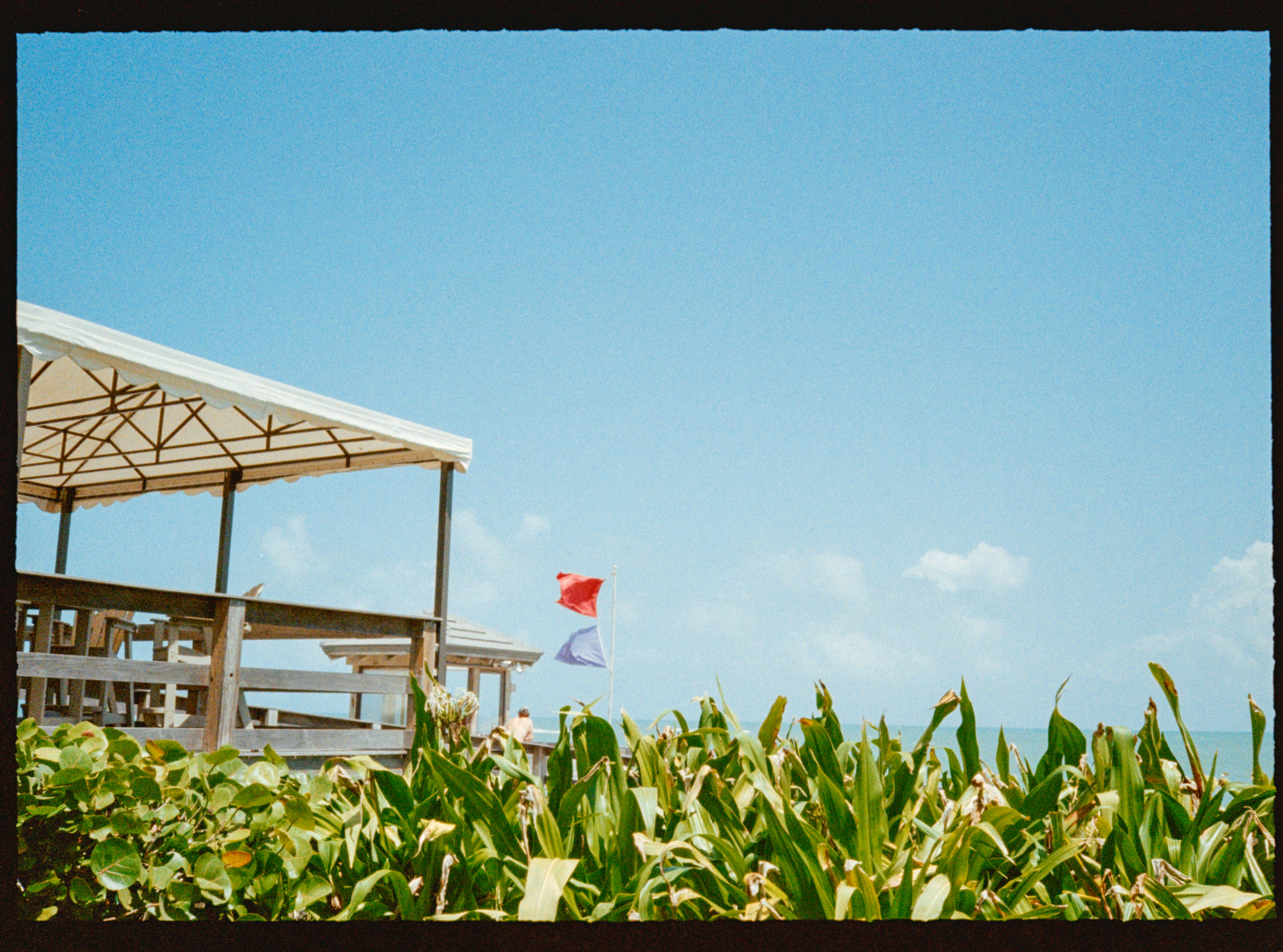 Beachside Pavilion Against a Bright Sky
