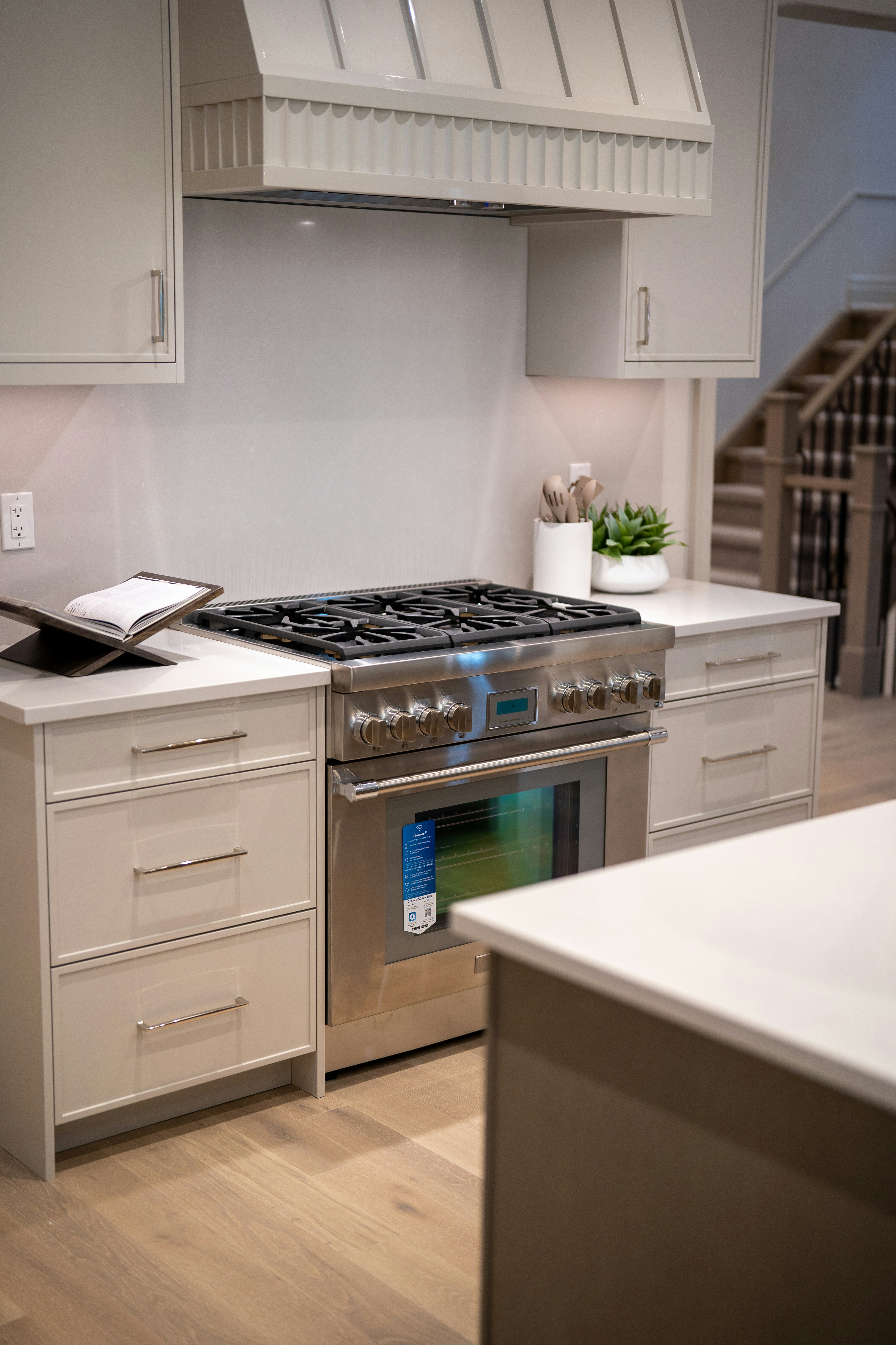 Stainless Range centerpiece in a bright modern kitchen