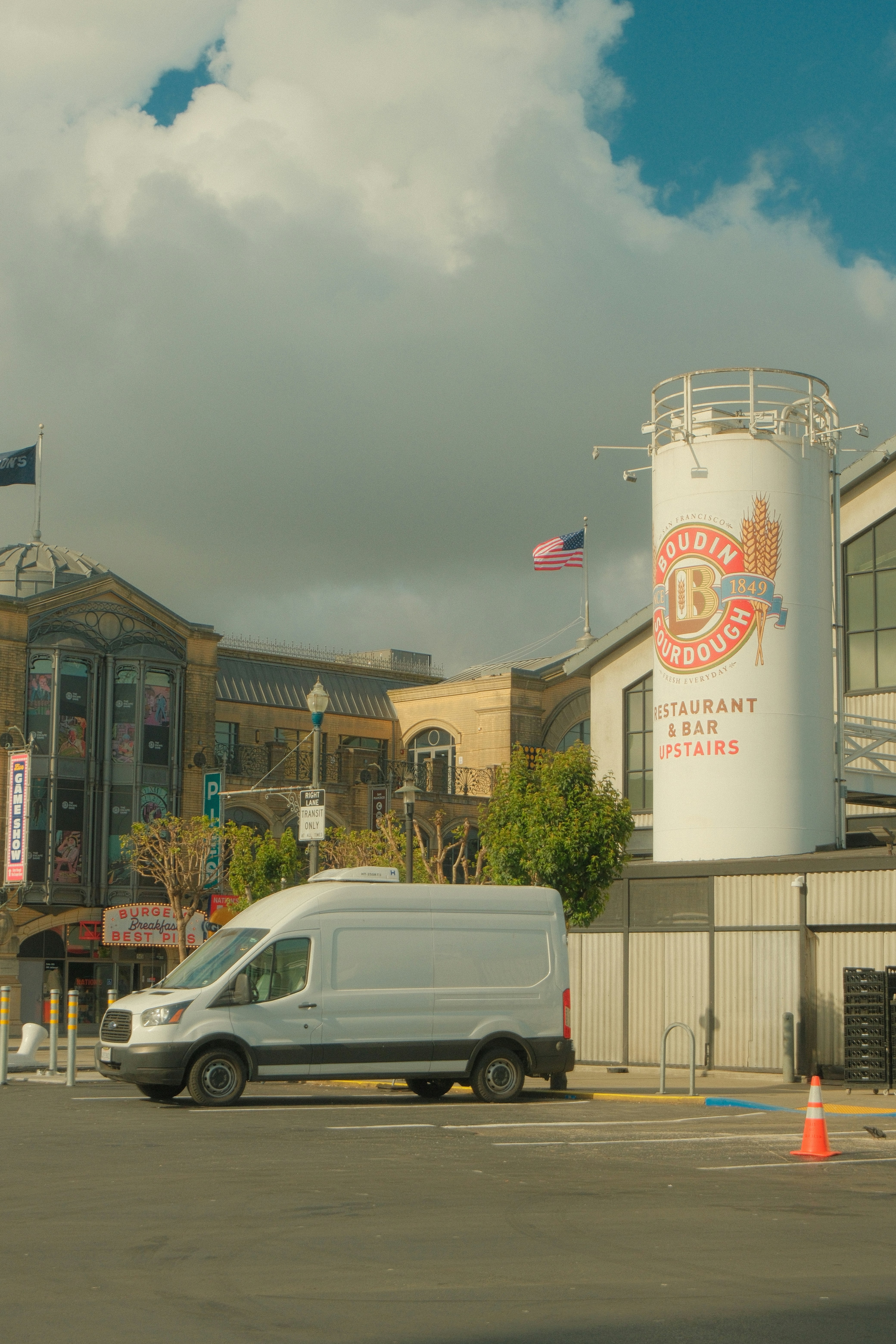 Van at the Wharf: A Quiet Slip of Street and Signage