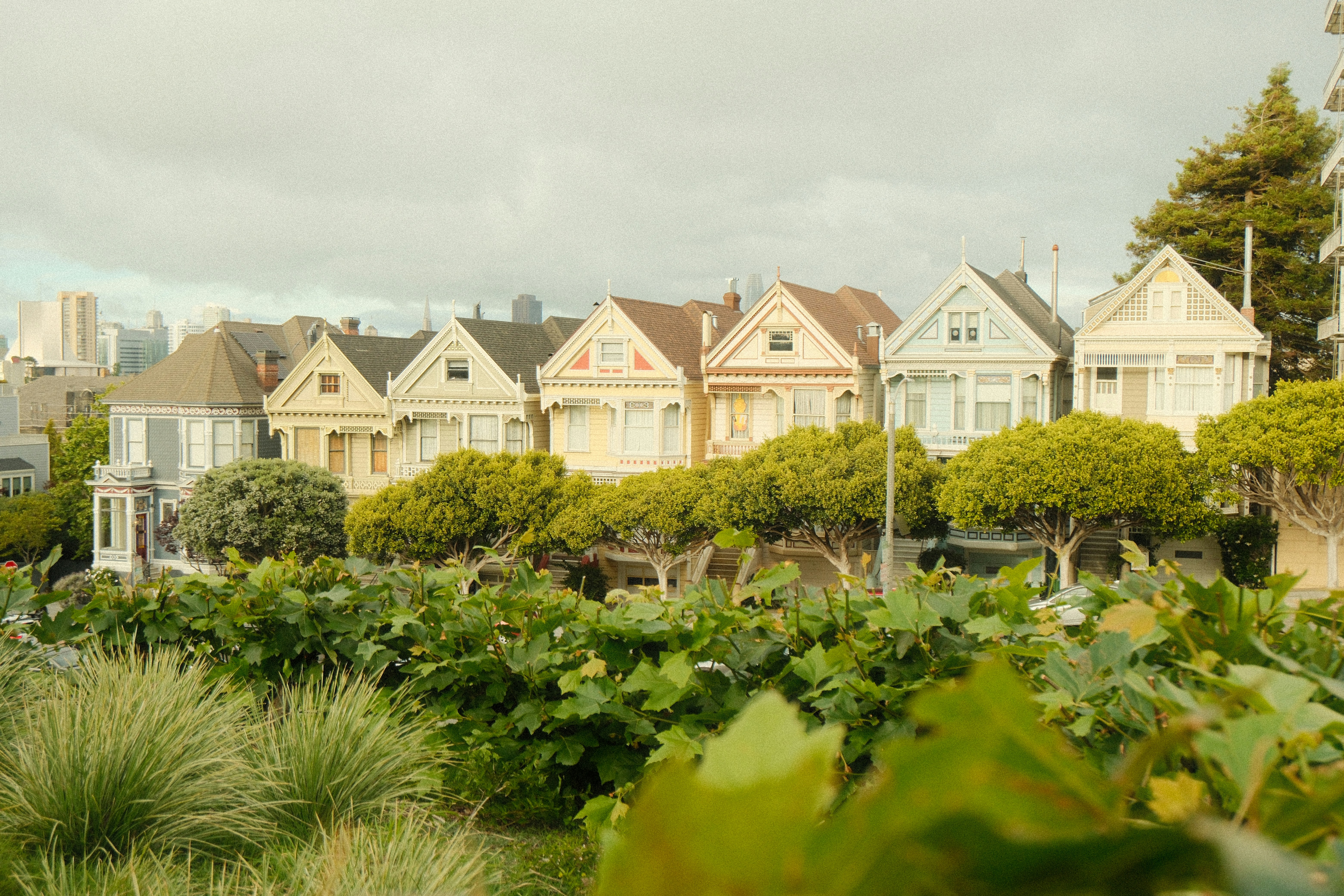 Pastel Row: A Quiet Coastal Street with Painted Cottages