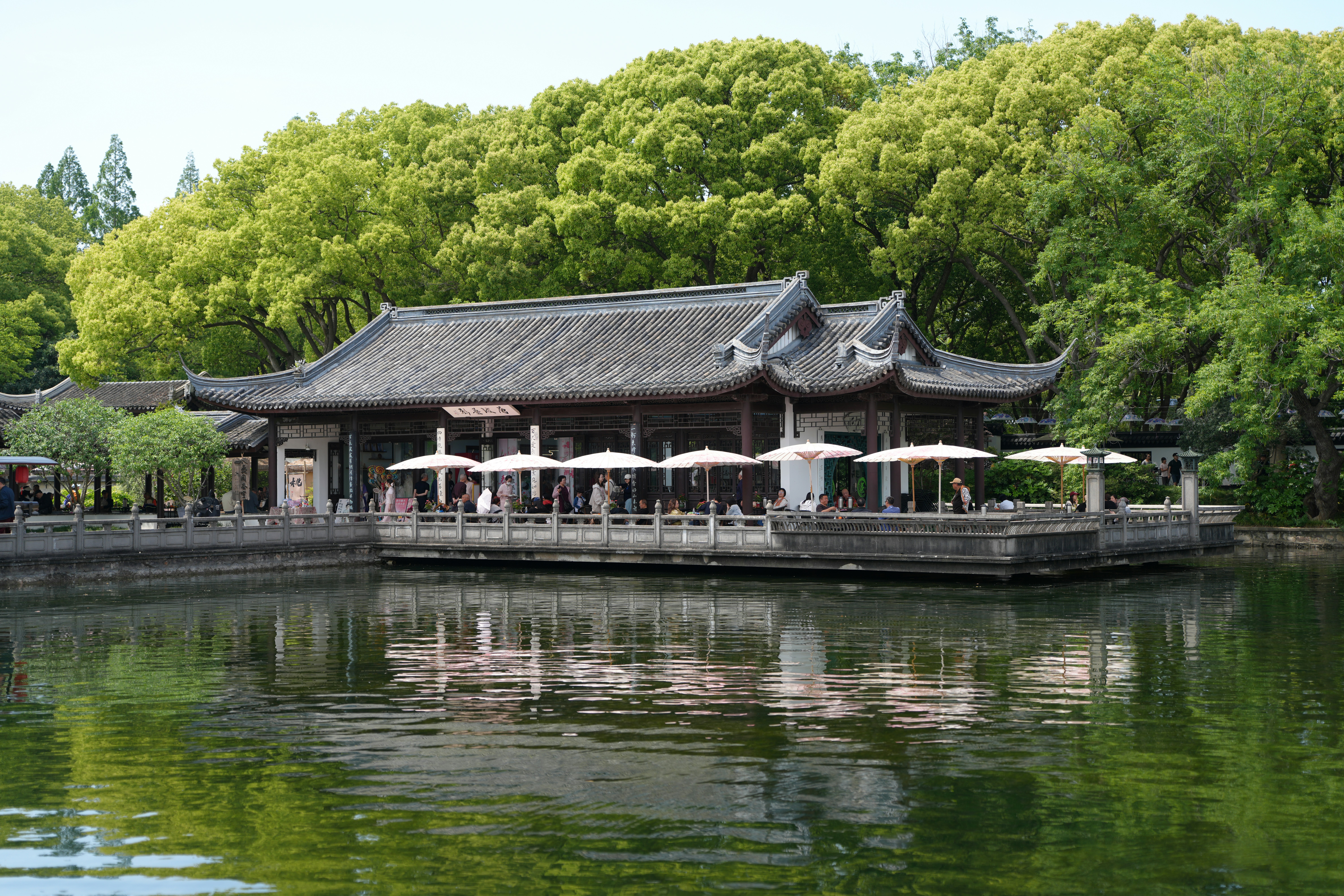 Timber Pavilion Over Lake: Quiet Outpost Among Green Canopy