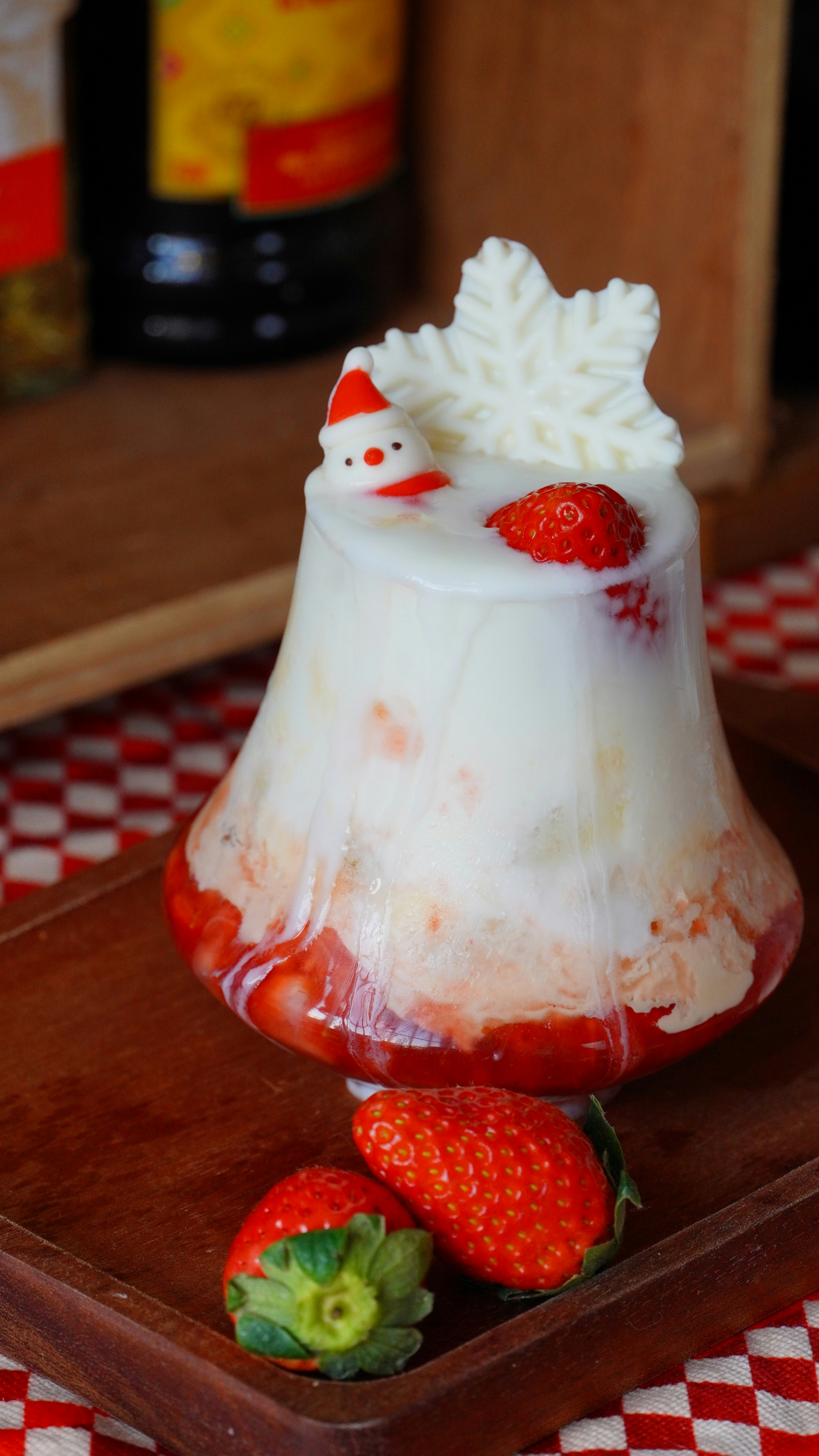 Snowy Snowman Dessert in Strawberry Glow